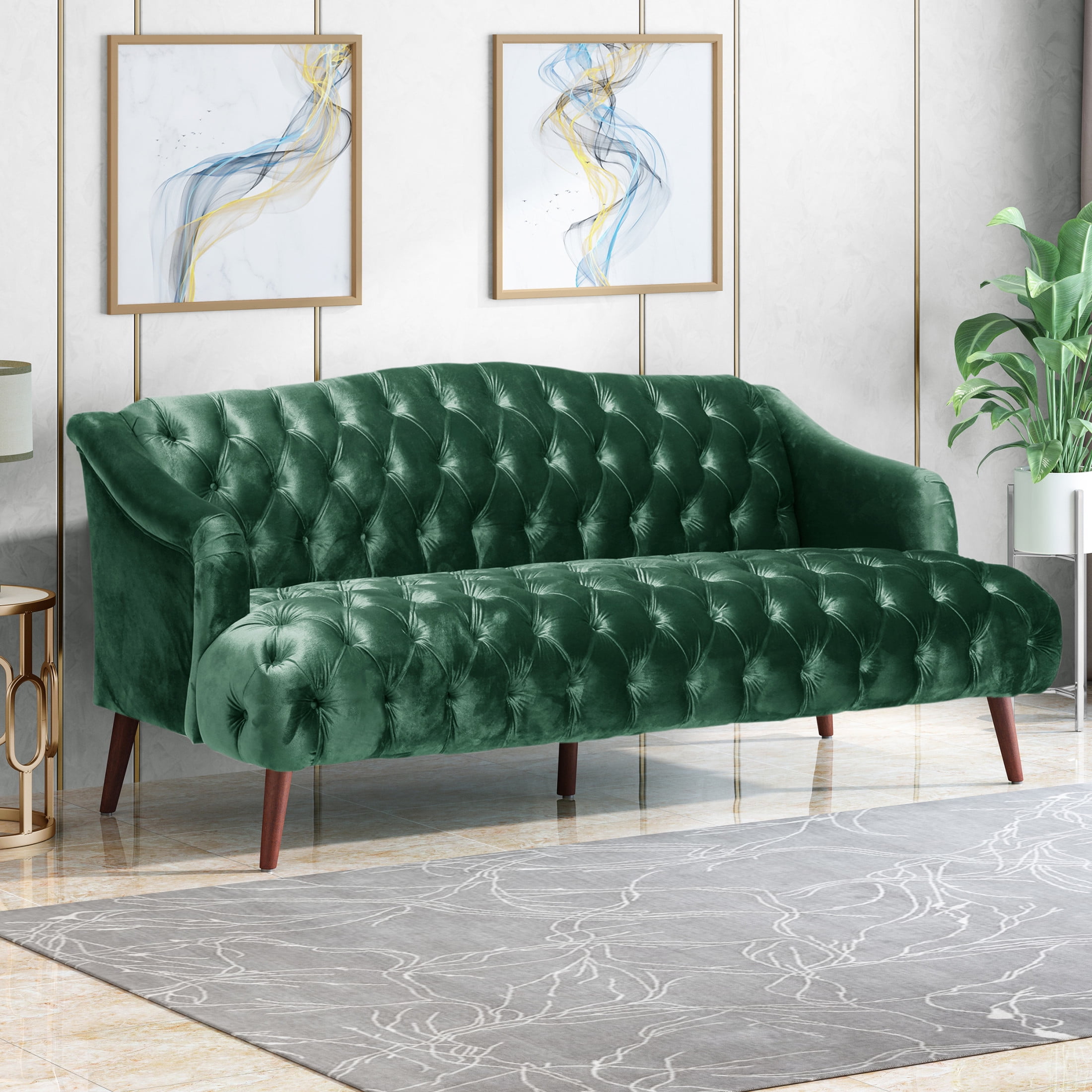 Christopher Knight Home 3-Seat Velvet Tufted Sofa, Contemporary Couch ...