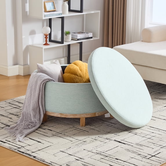 Christopher Knight Home 30.7" Modern Round Storage Ottoman, Fabric ...