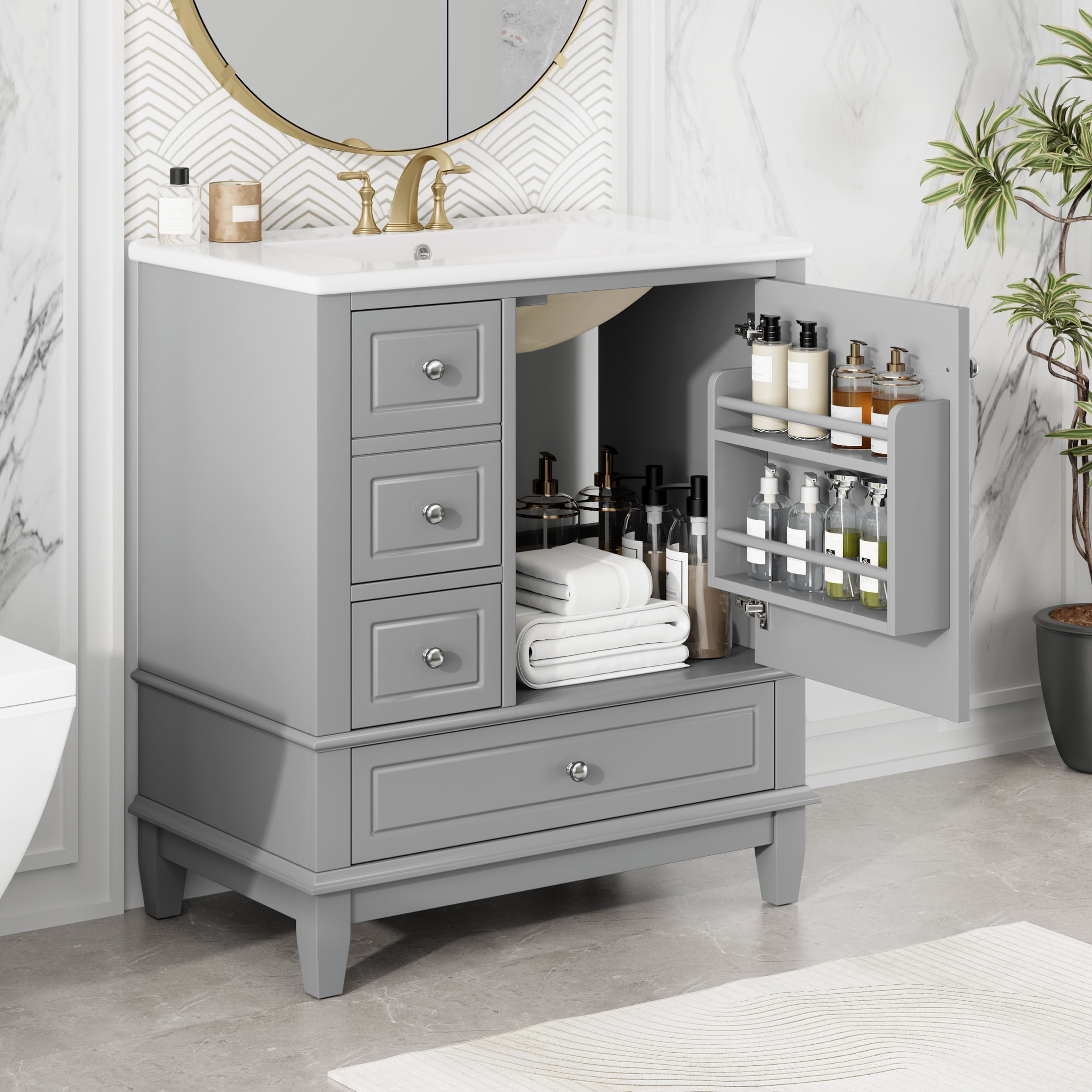Christopher Knight Home 30" Bathroom Vanity with Ceramic Sink ...