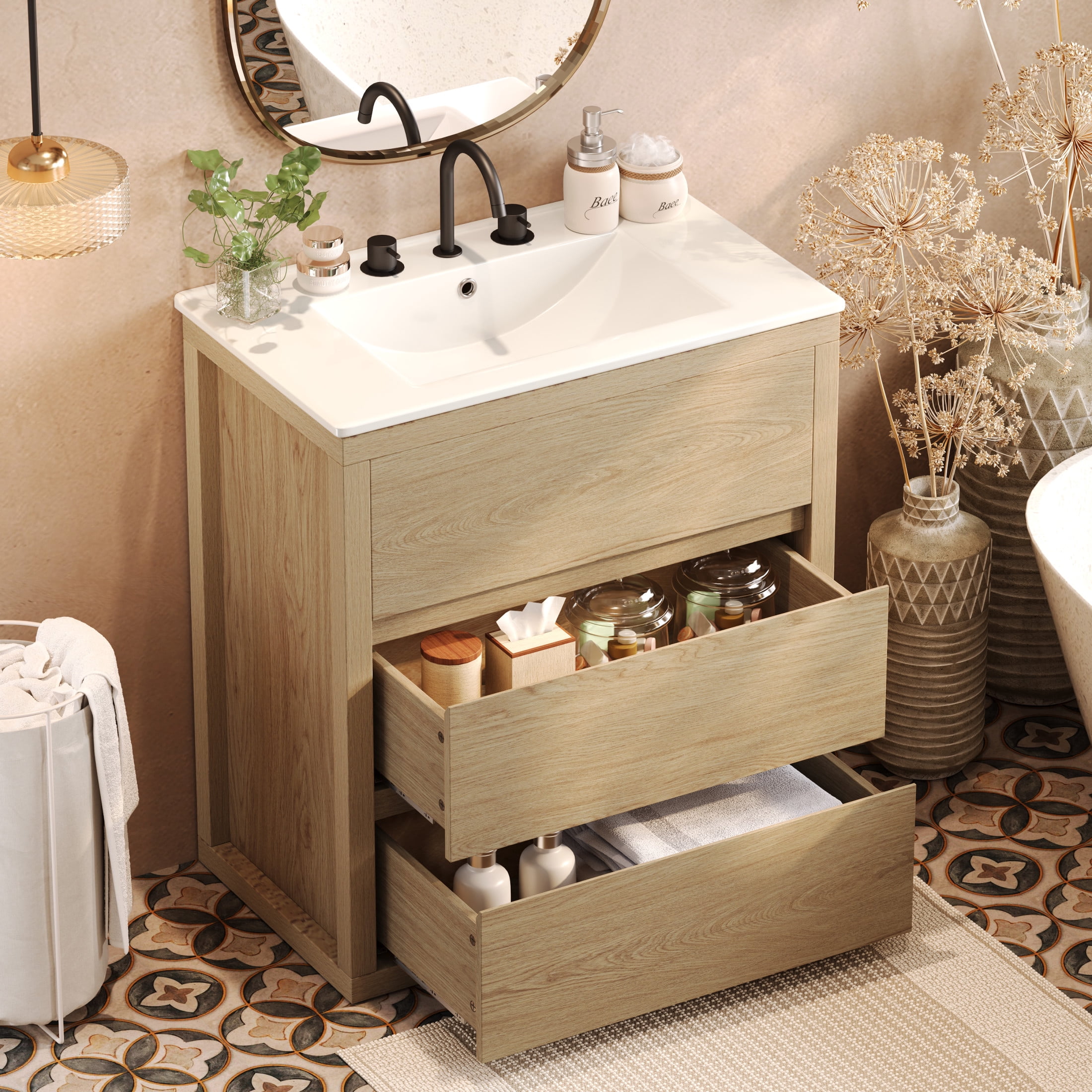 Christopher Knight Home 30" Bathroom Vanity with Sink, Soft-Close ...