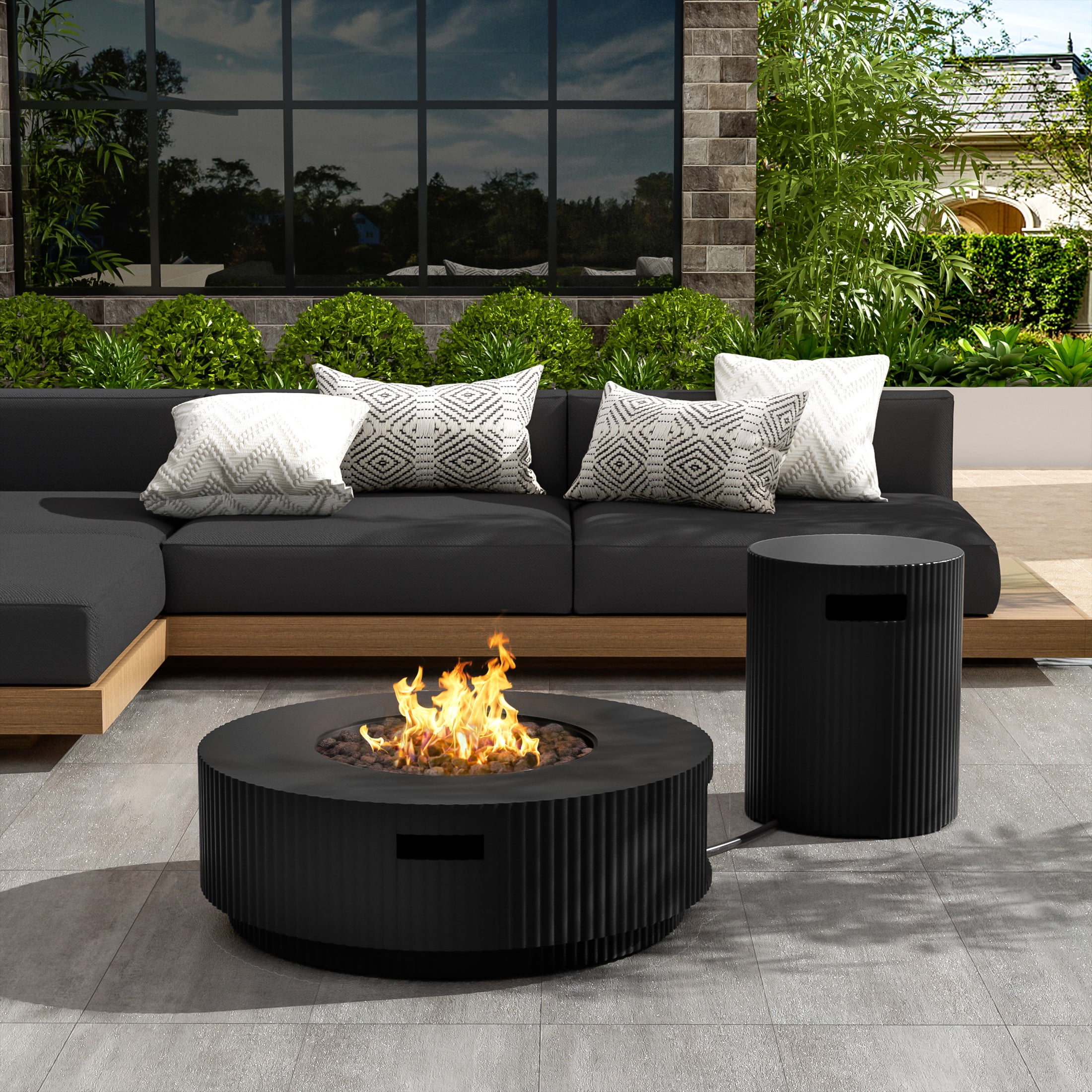 Christopher Knight Home 30" Patio MGO Propane Fire Pit Set, 40,000 BTU ...