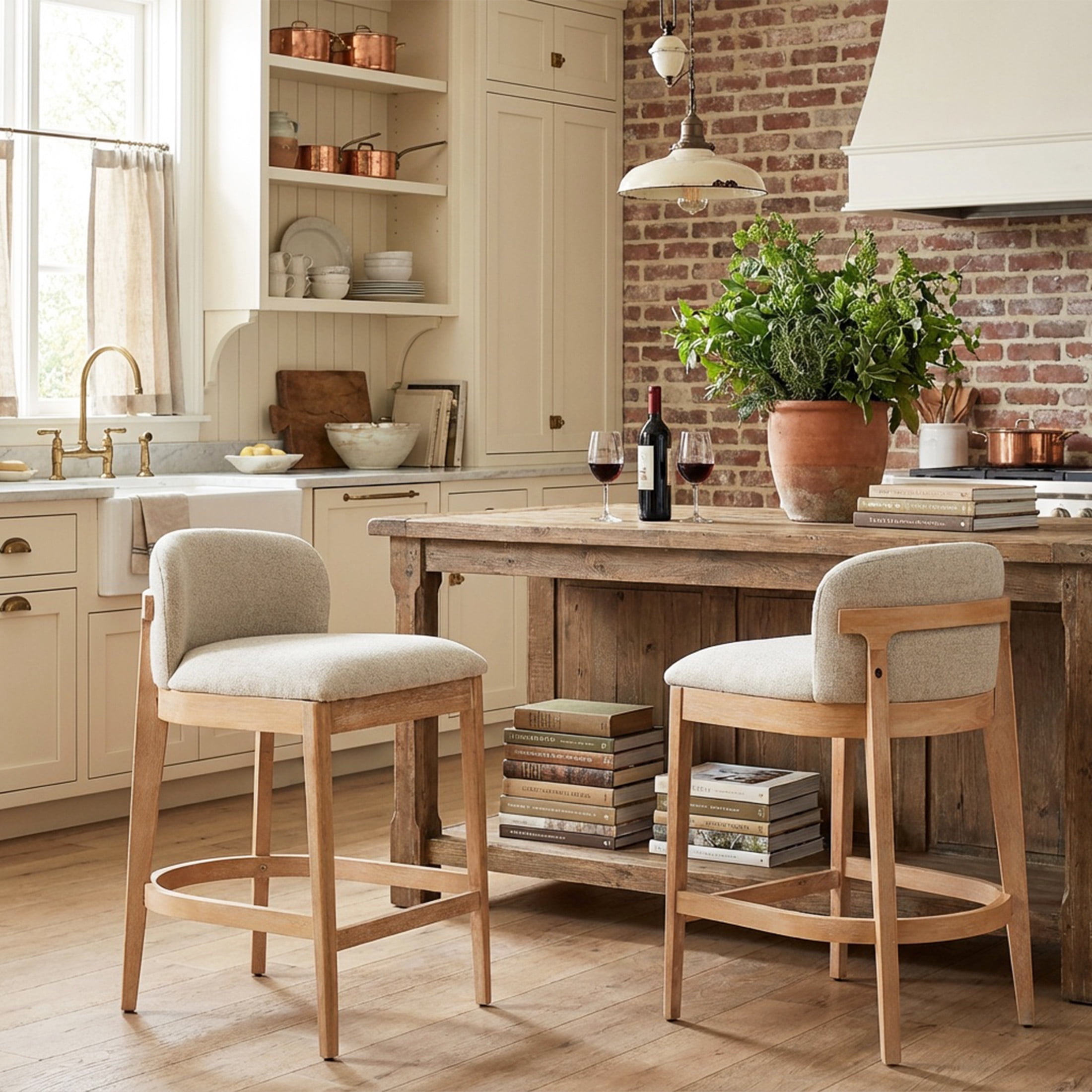 Christopher Knight Home 33"H Wooden Beige Upholstered Counter Stools ...