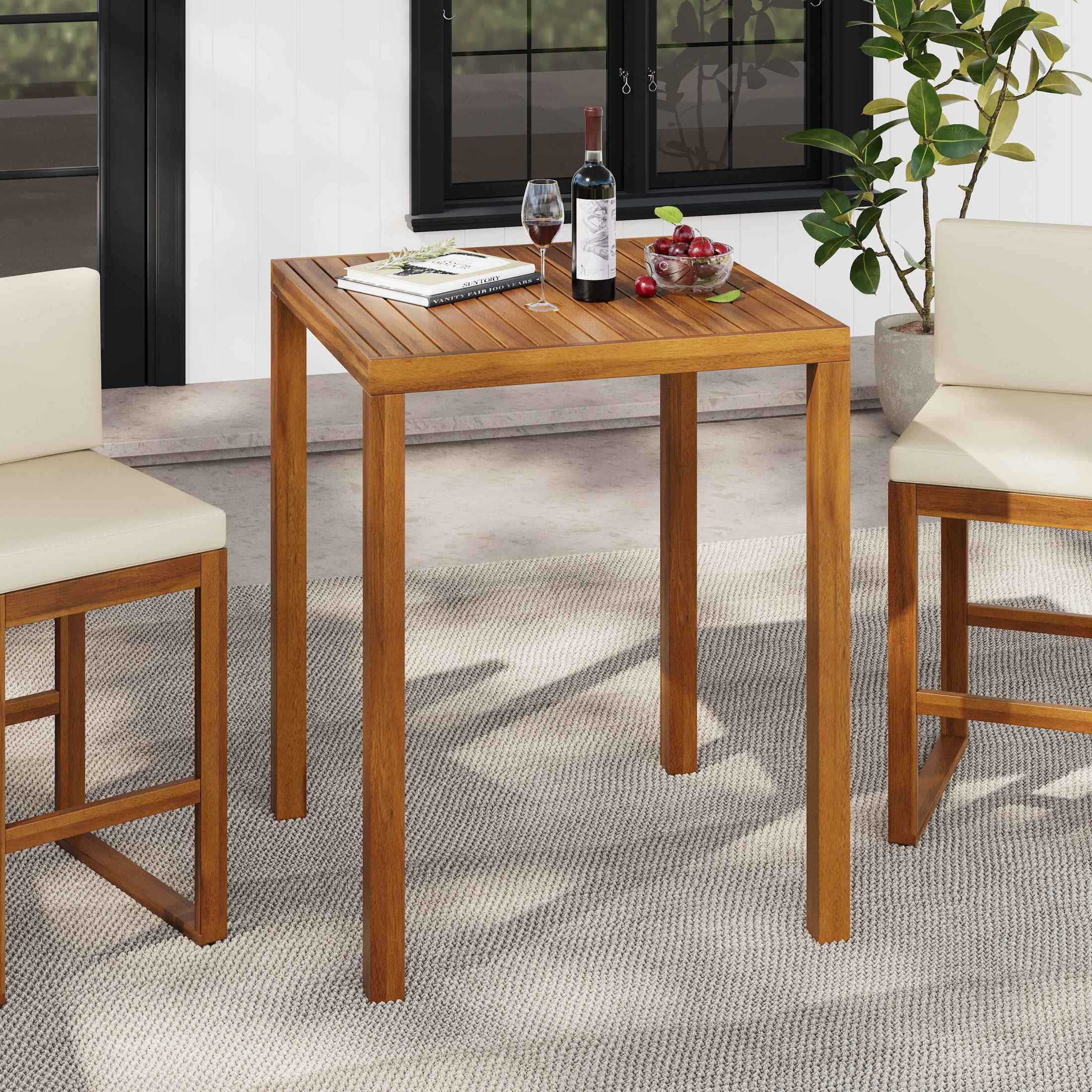 Christopher Knight Home 39.5"H Patio Bar Table, Square Slatted Top with ...