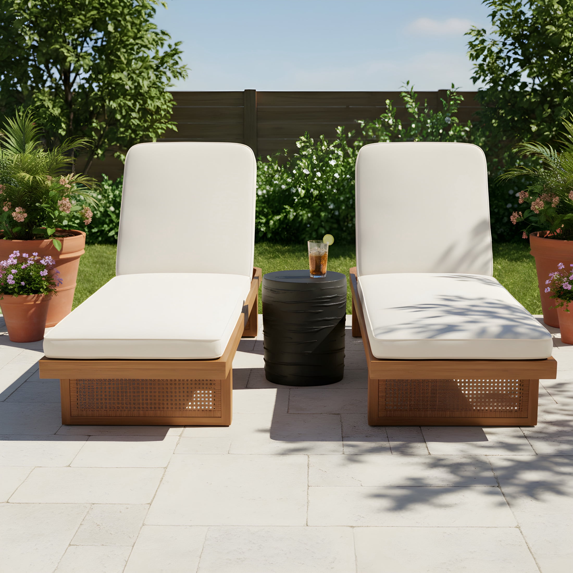 Christopher Knight Home 3PCS Patio Chaise Lounge & Side Table Set ...