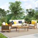 Christopher Knight Home 4-Piece Outdoor Acacia Wood Conversation Set ...