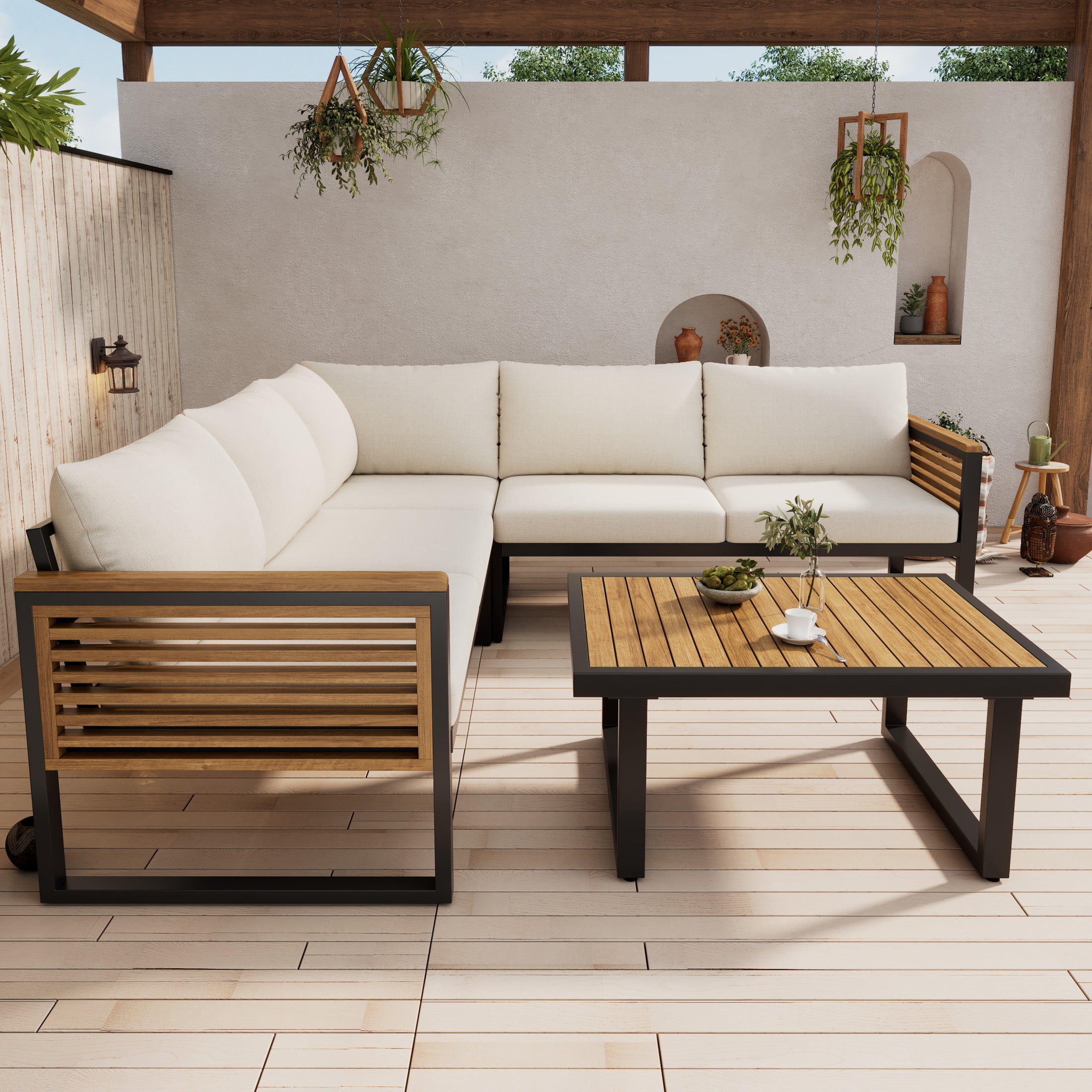Christopher Knight Home 4-Piece Outdoor Conversation Set with Wood ...