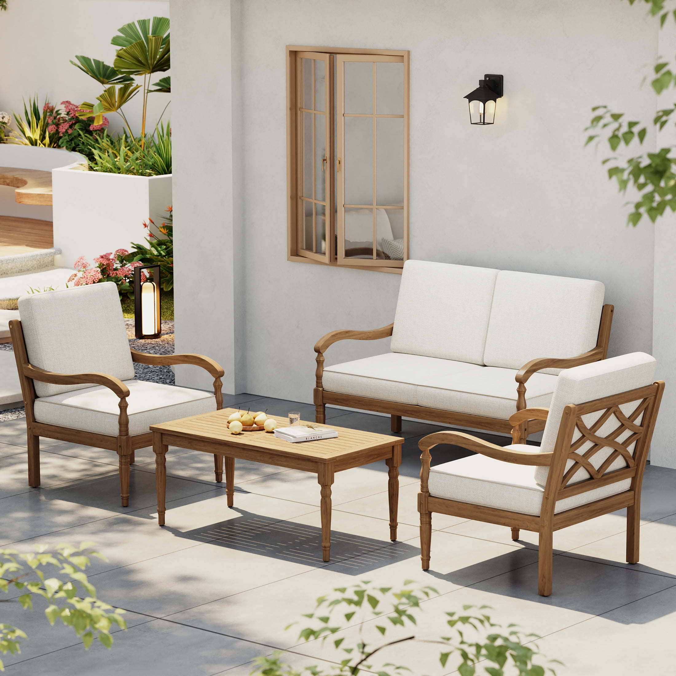 Christopher Knight Home 4-Piece Outdoor Sofa Seating Group with ...