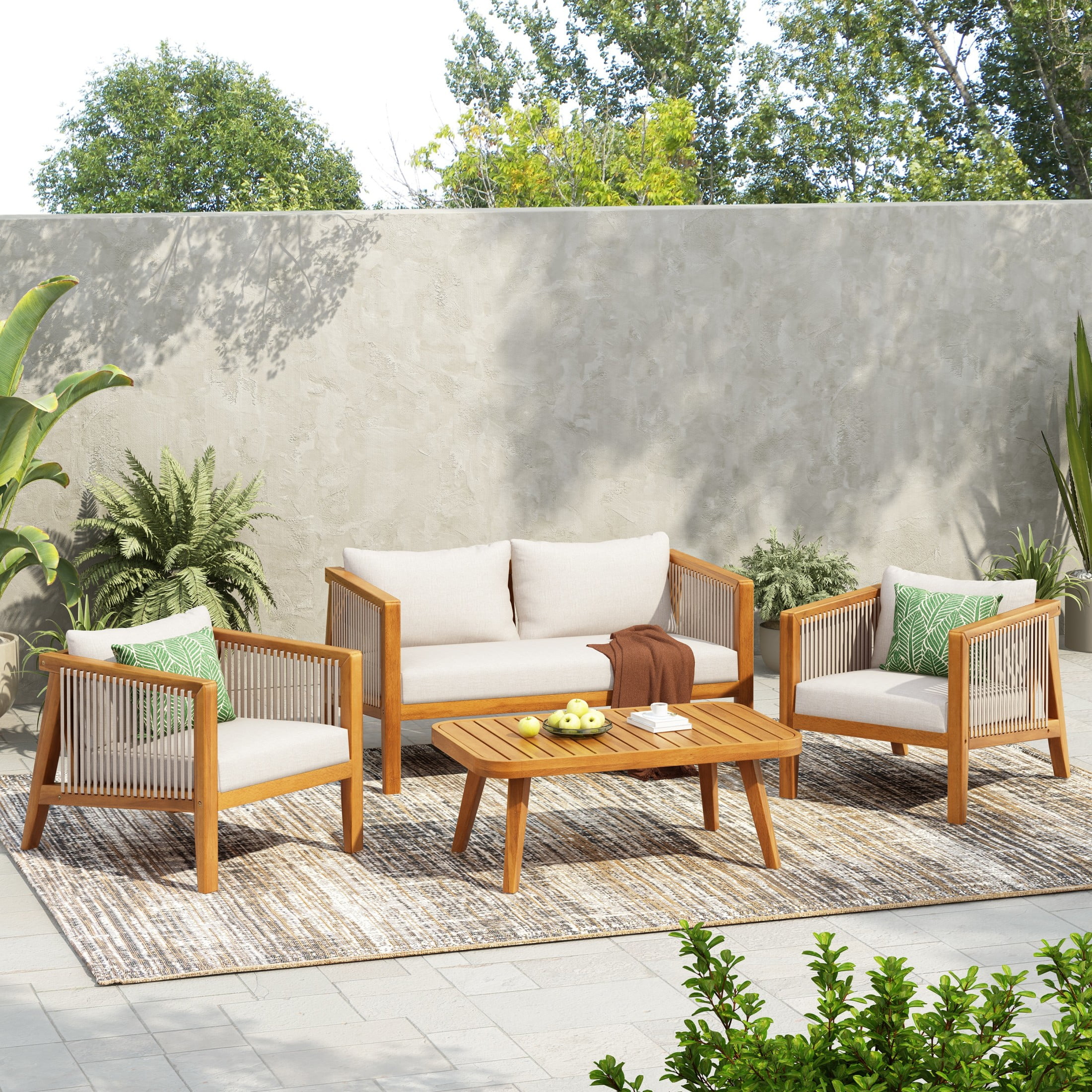 Christopher Knight Home 4-Piece Patio Conversation Set with Coffee ...