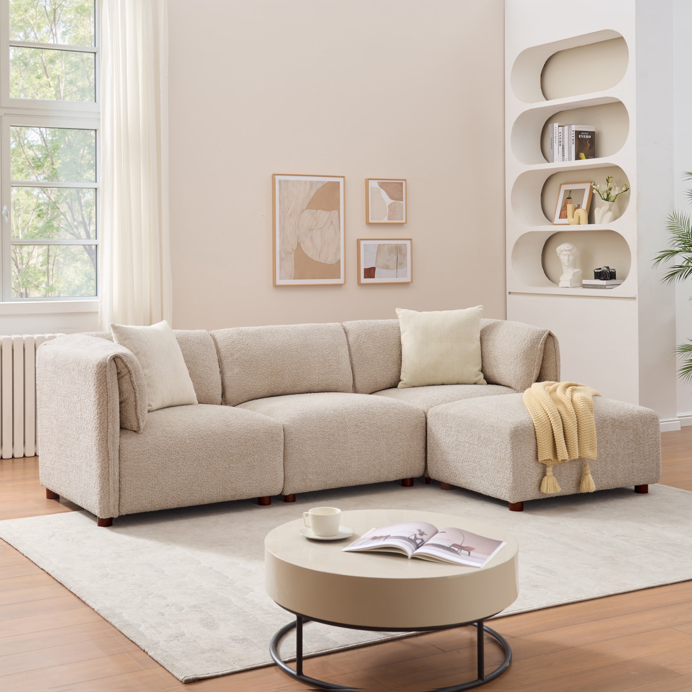 Christopher Knight Home 4-Seat Modular Sectional Sofa with Ottoman ...