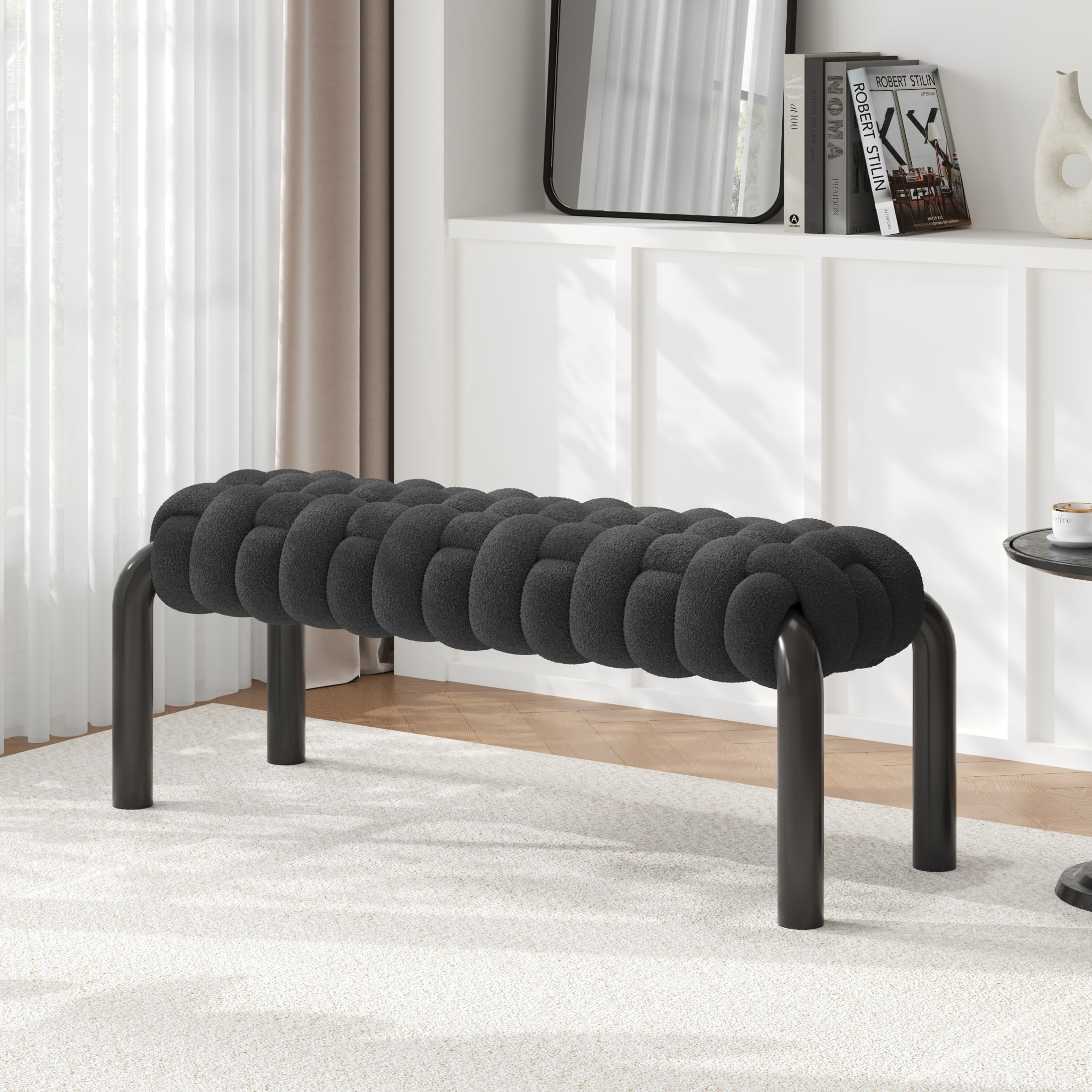 Christopher Knight Home 41" Teddy Braided Fabric Upholstered End of Bed ...