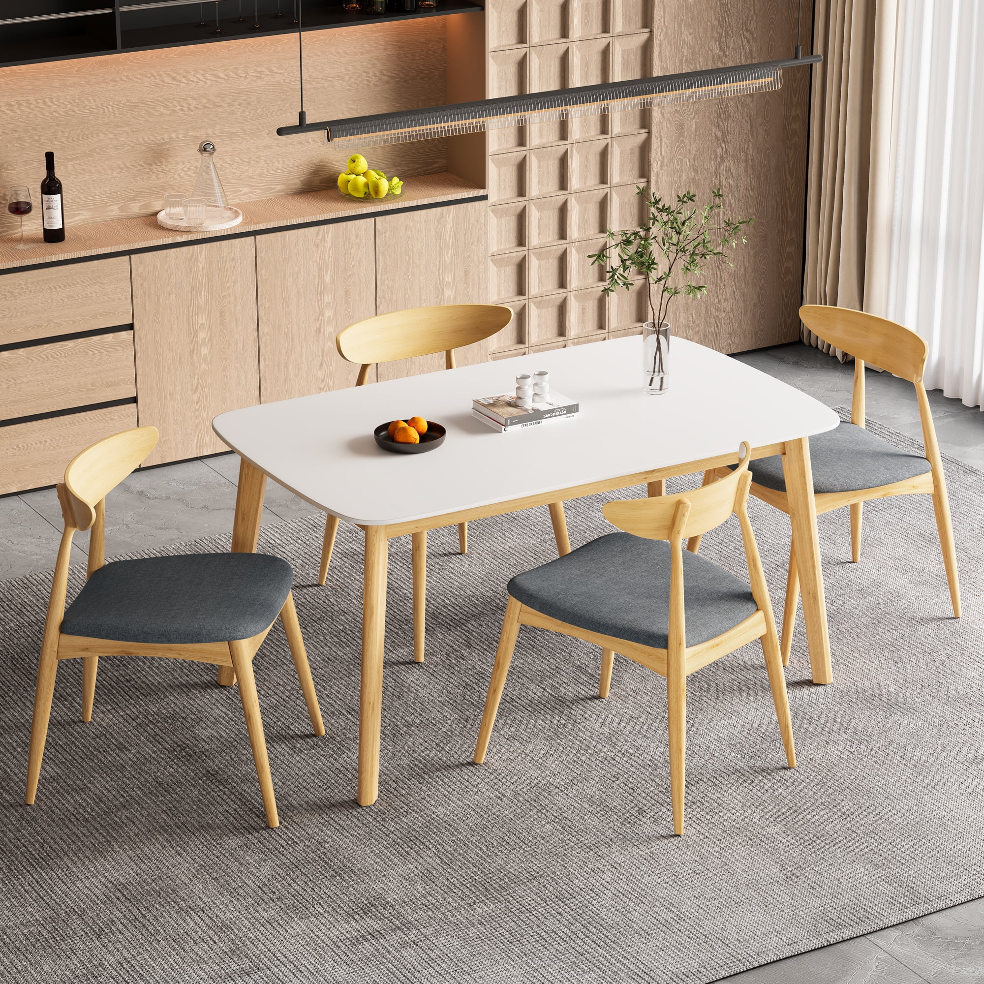 Christopher Knight Home 5-Piece Mid-Century Dining Table with Ergonomic ...