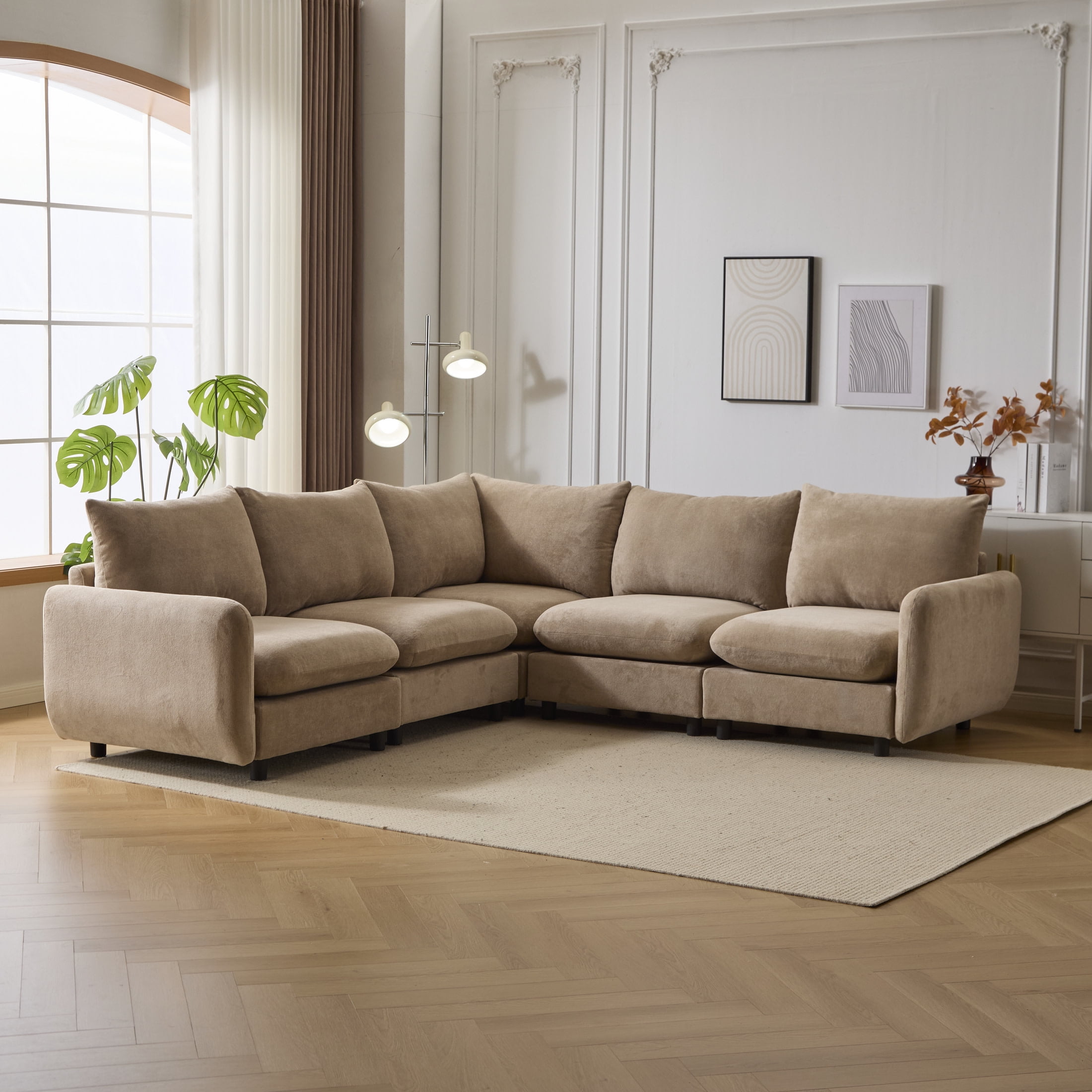 Christopher Knight Home 5-Piece Modular Sectional Sofa, L Shaped ...