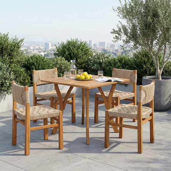 Christopher Knight Home 5-Piece Outdoor Wood Dining Set, Teak Square ...