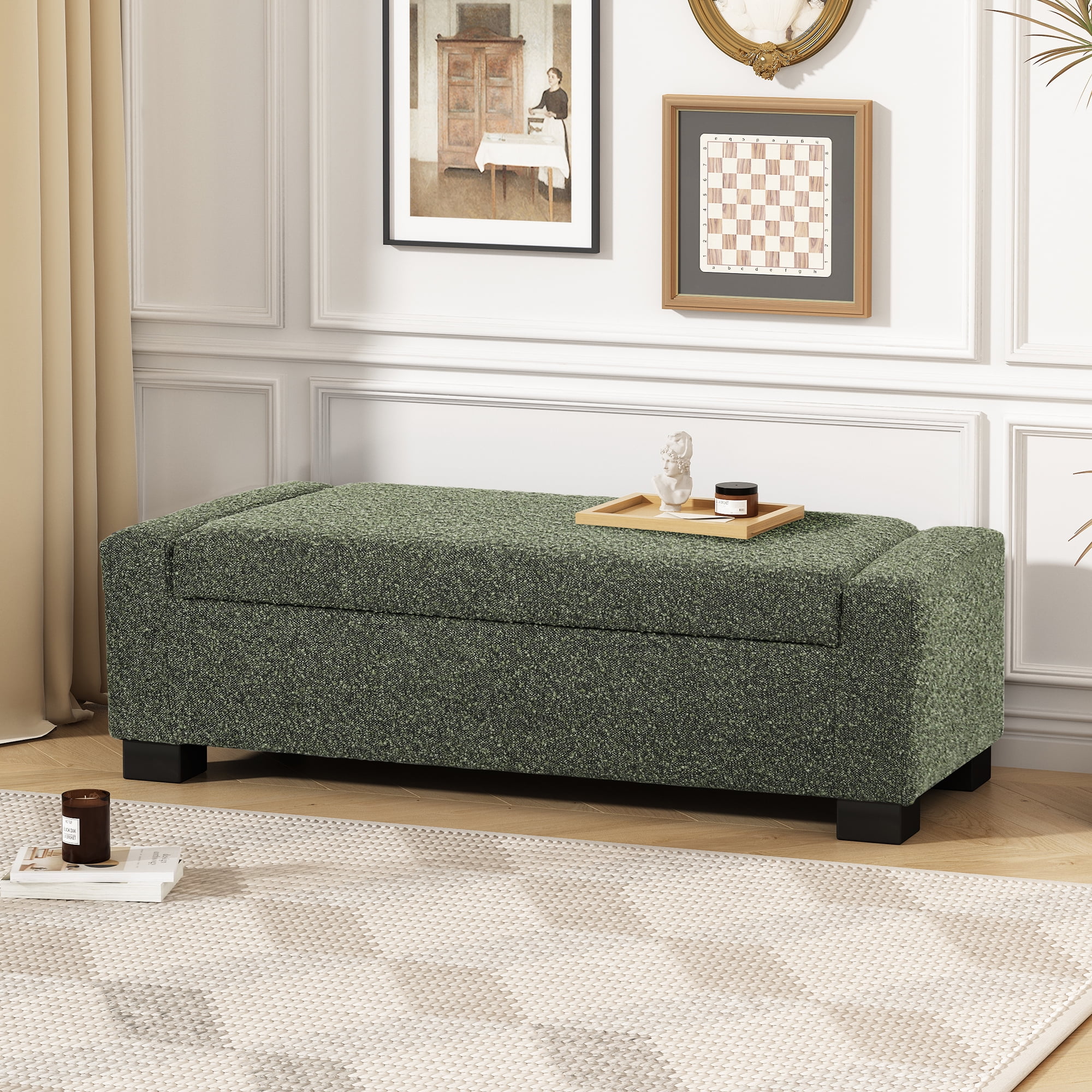 Christopher Knight Home 50" Upholstered Storage Ottoman Bench, Hidden ...