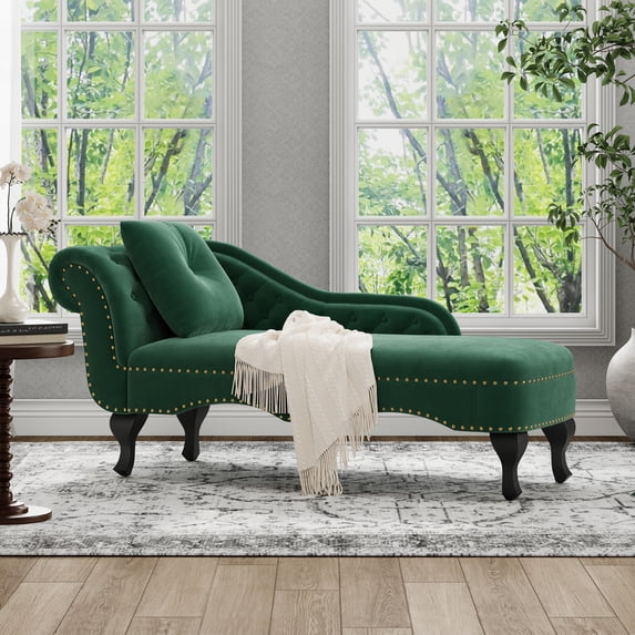 Christopher Knight Home 62" Luxury Velvet Chaise Lounge Bench with ...