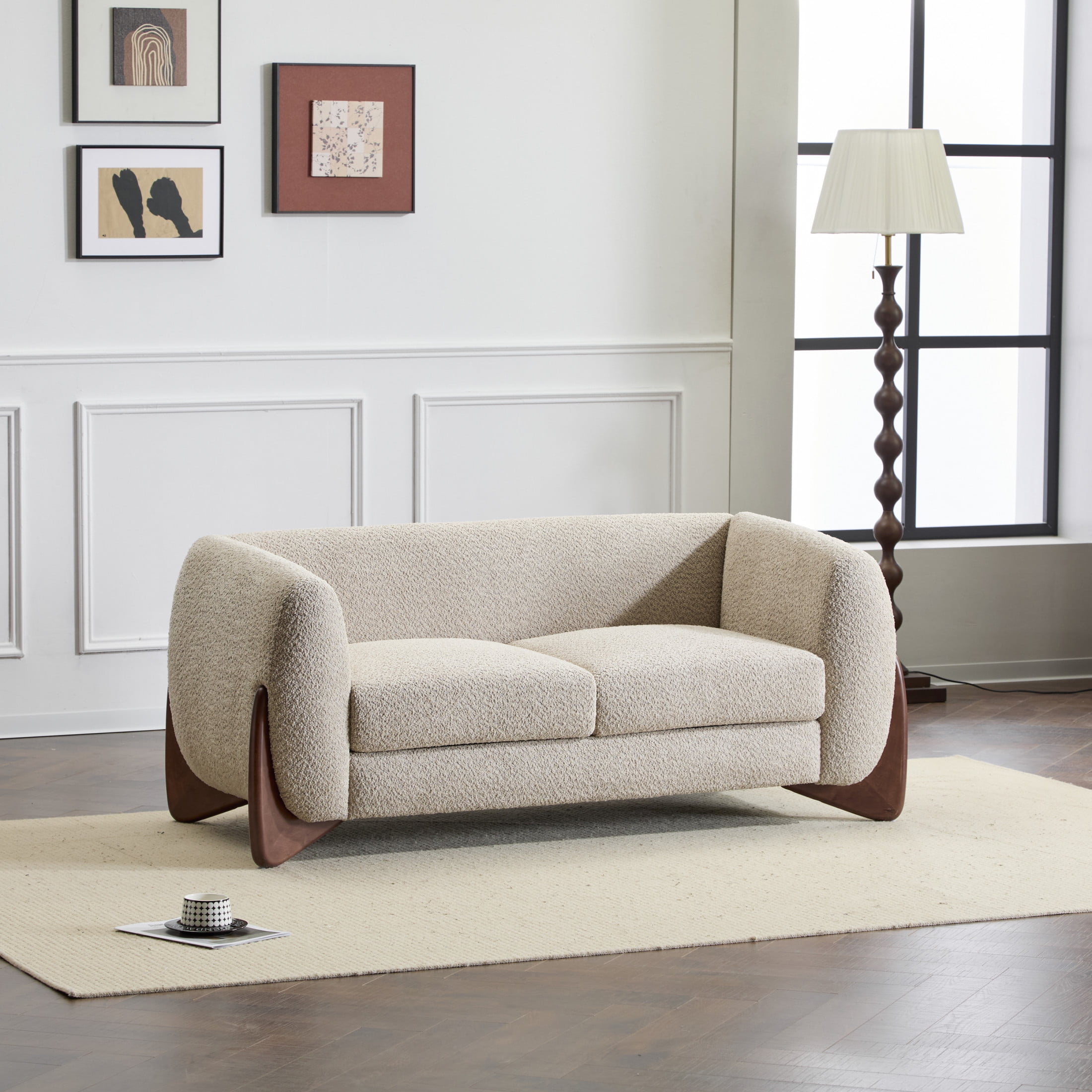 Christopher Knight Home 63" Boucle Loveseat, 2-Seater Faux Sherpa Couch ...