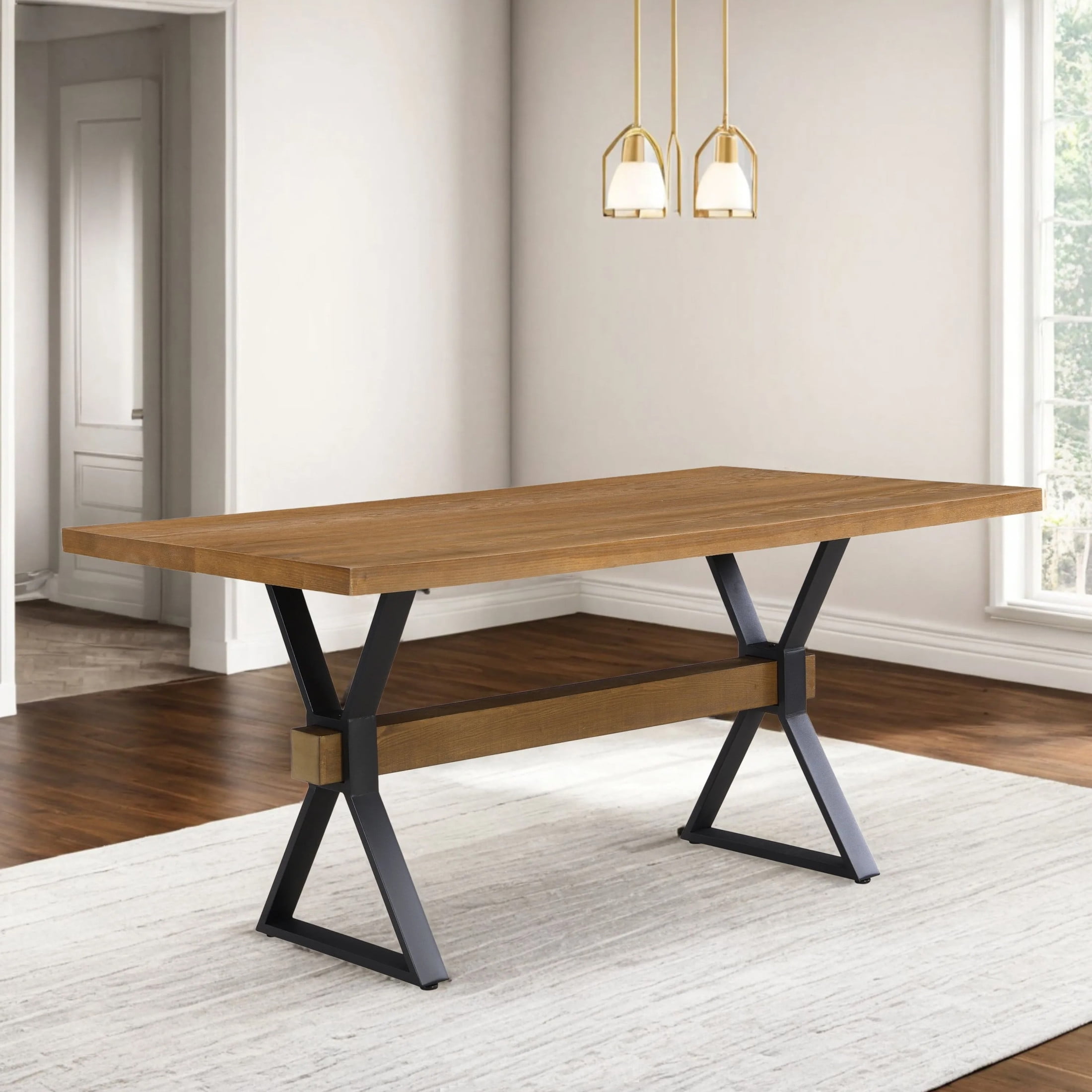 Christopher Knight Home 63” Industrial Dining Table, Metal Frame, X ...