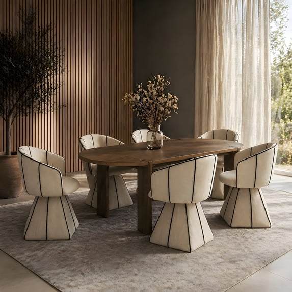 Christopher Knight Home 7-Piece Modern Oval Dining Set, Walnut Wood ...