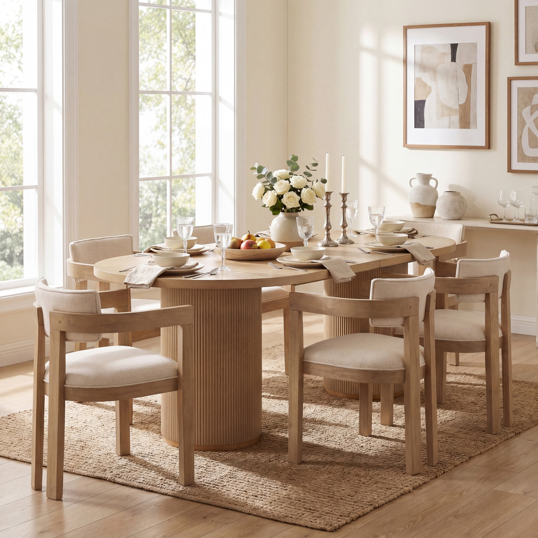 Christopher Knight Home 7-Piece Modern Oval Dining Table with ...