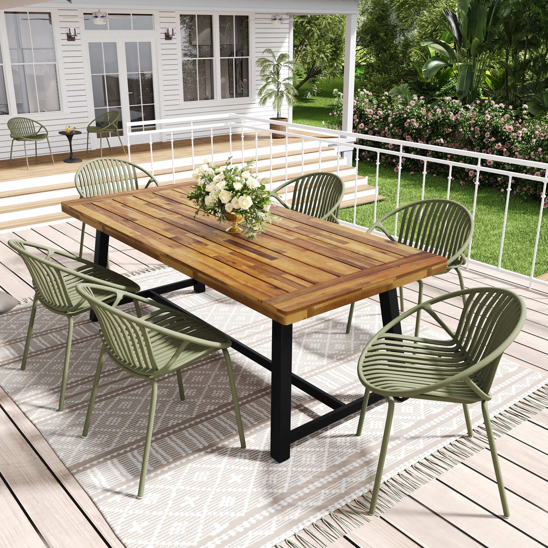 Christopher Knight Home 7-Piece Outdoor Dining Set with Stackable ...
