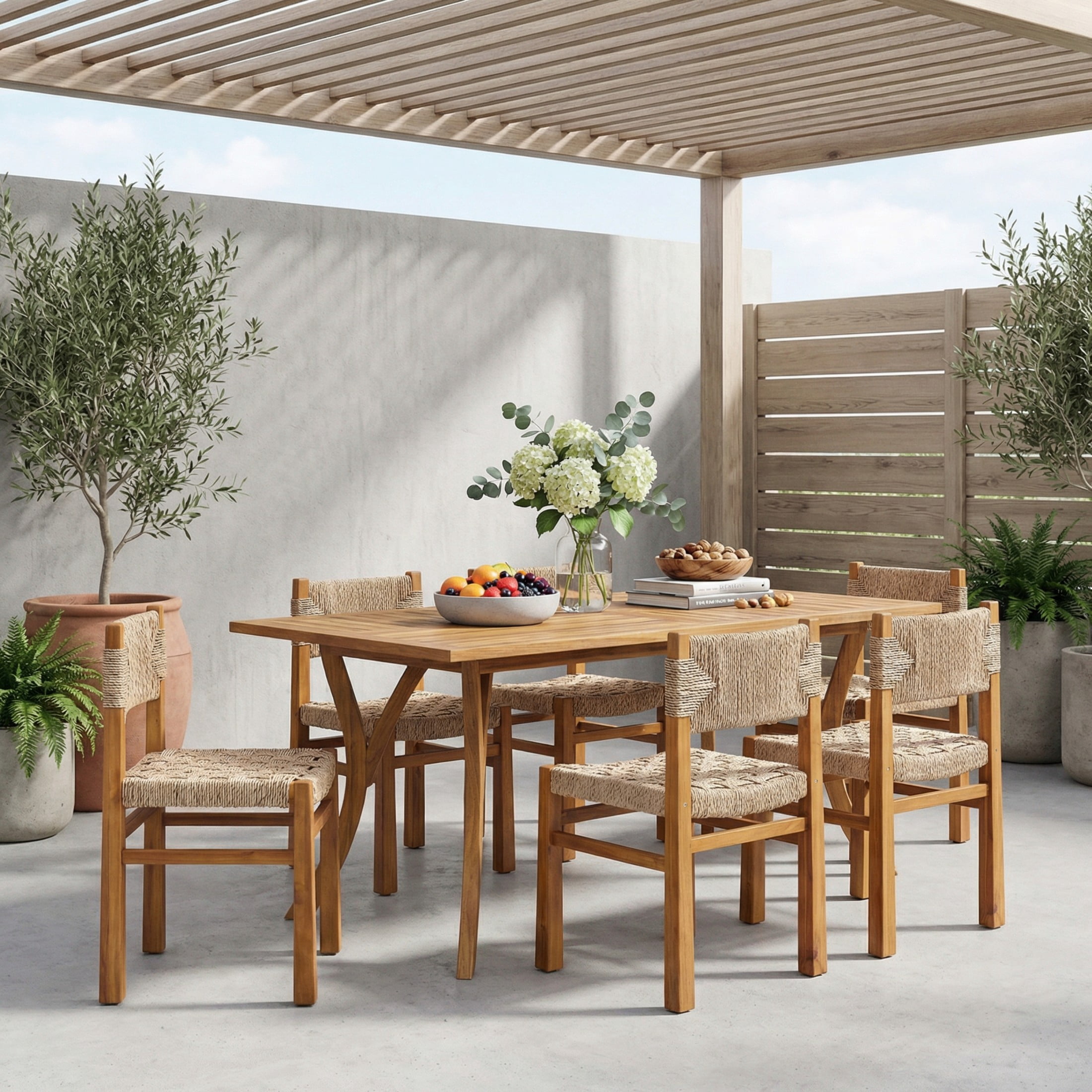 Christopher Knight Home 7-Piece Outdoor Wood Dining Set, 59" Teak Table ...