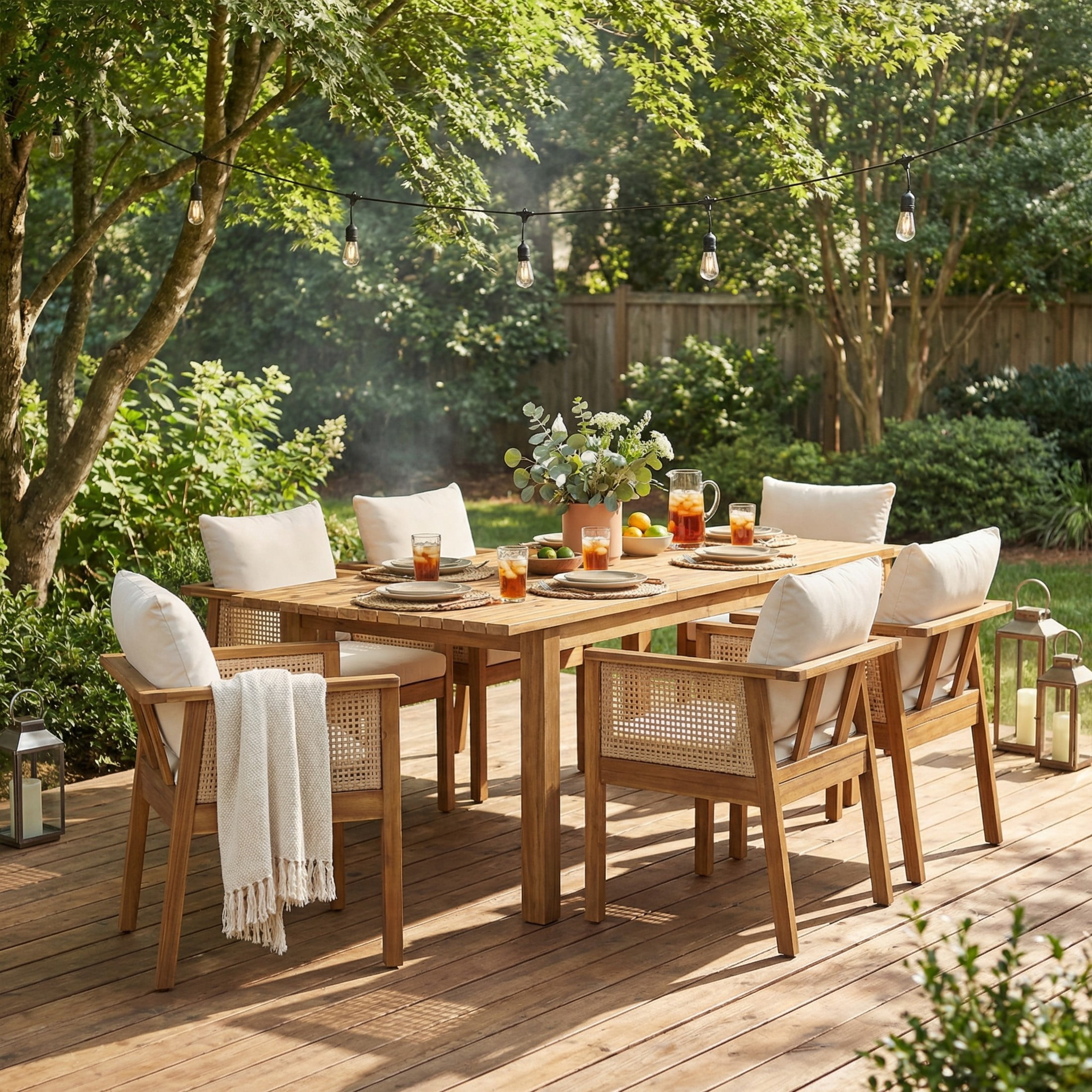 Christopher Knight Home 7-Piece Patio Expandable Dining Set, Wood Table ...