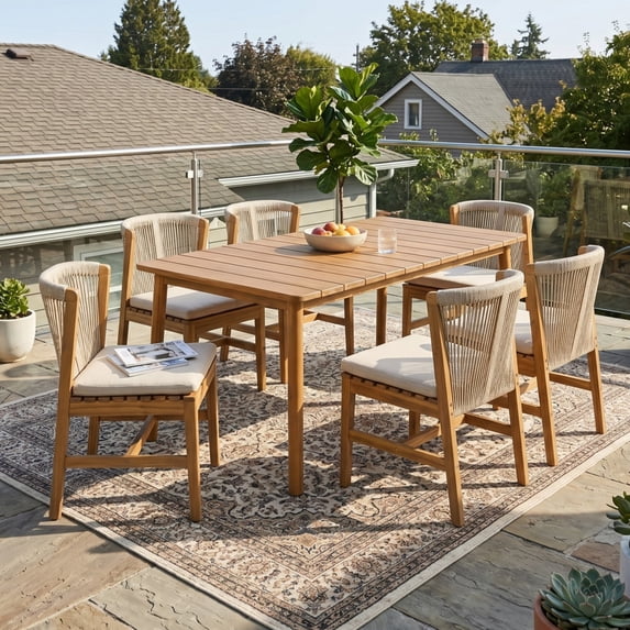 Christopher Knight Home 7-Piece Scandinavian Wood Outdoor Dining Set ...