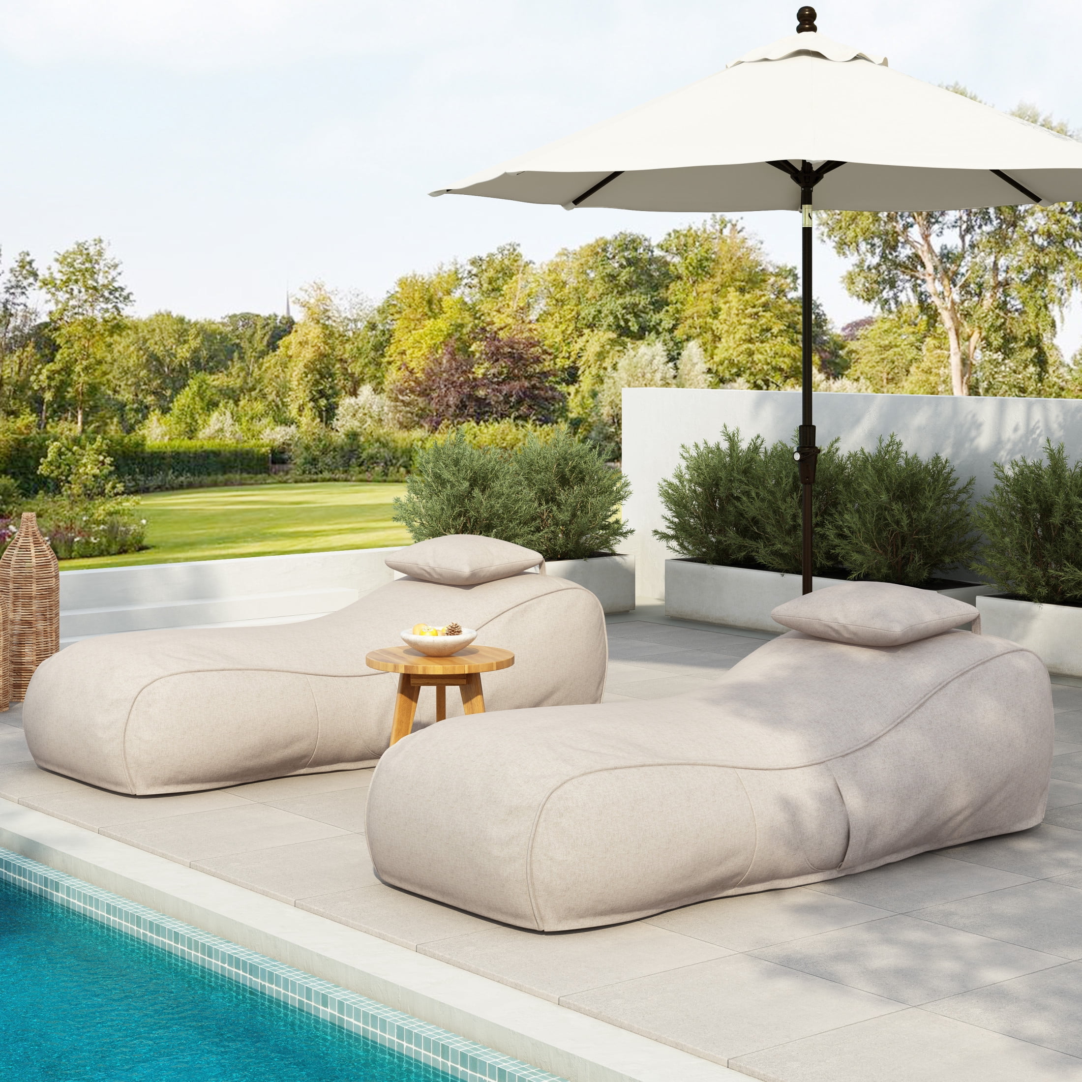 Christopher Knight Home 71" Outdoor Bean Bag Lounge Chair with Pillow ...