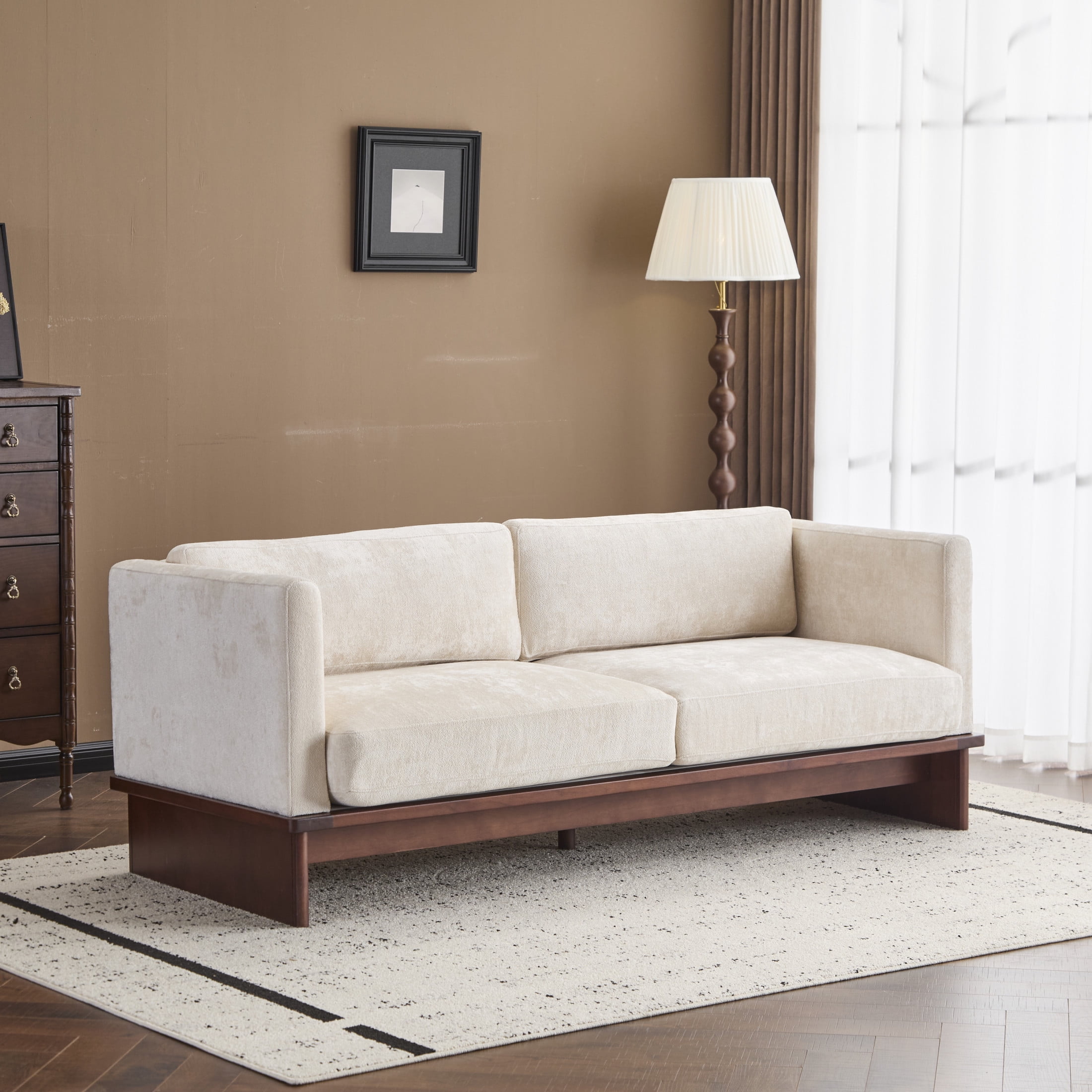 Christopher Knight Home 77" Modern 3-Seater Sofa, Beige Upholstered ...