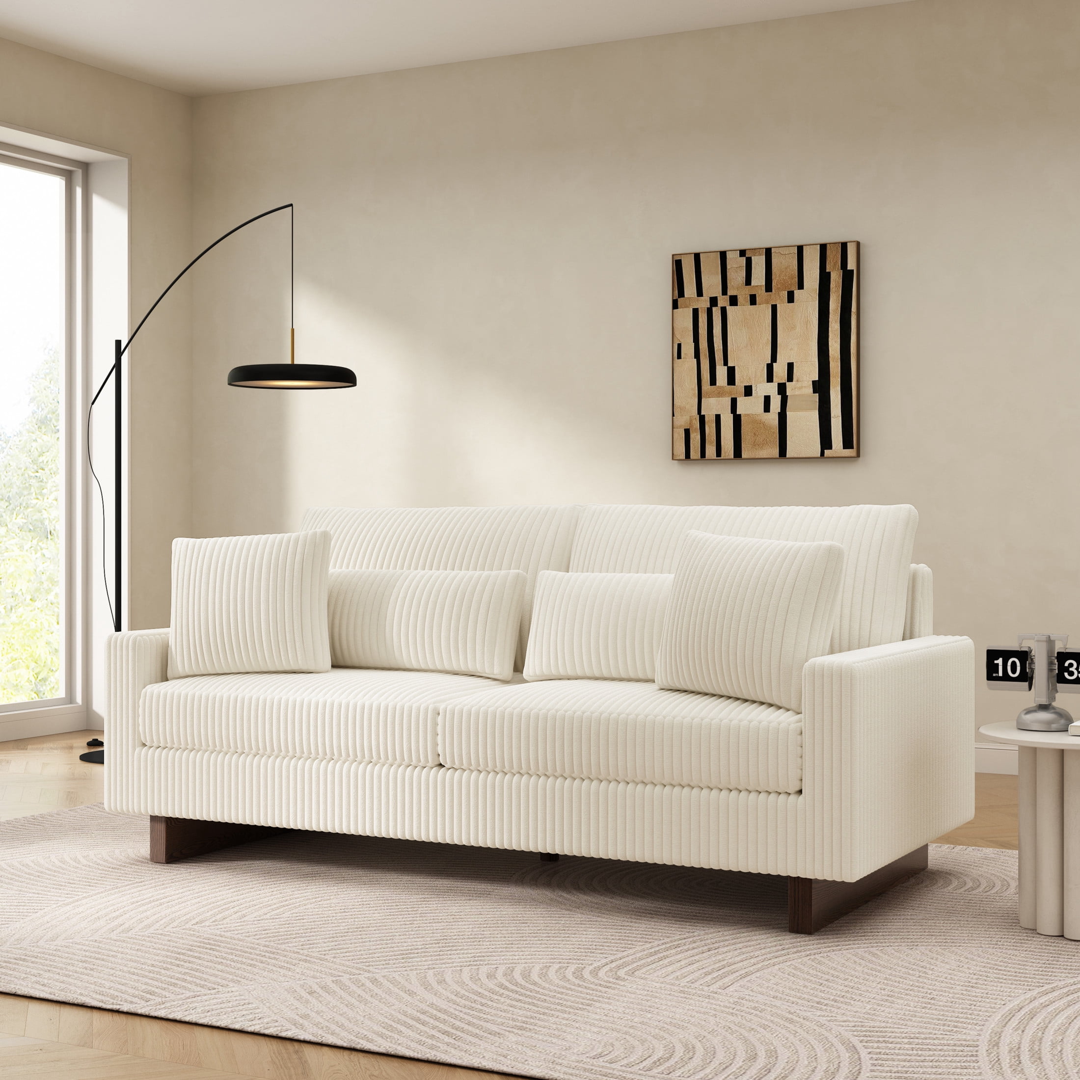 Christopher Knight Home 80.3" Modern Corduroy Loveseat Sofa with 4 ...
