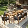 Christopher Knight Home 9-Piece Outdoor Wooden Dining Set, 79" Table ...