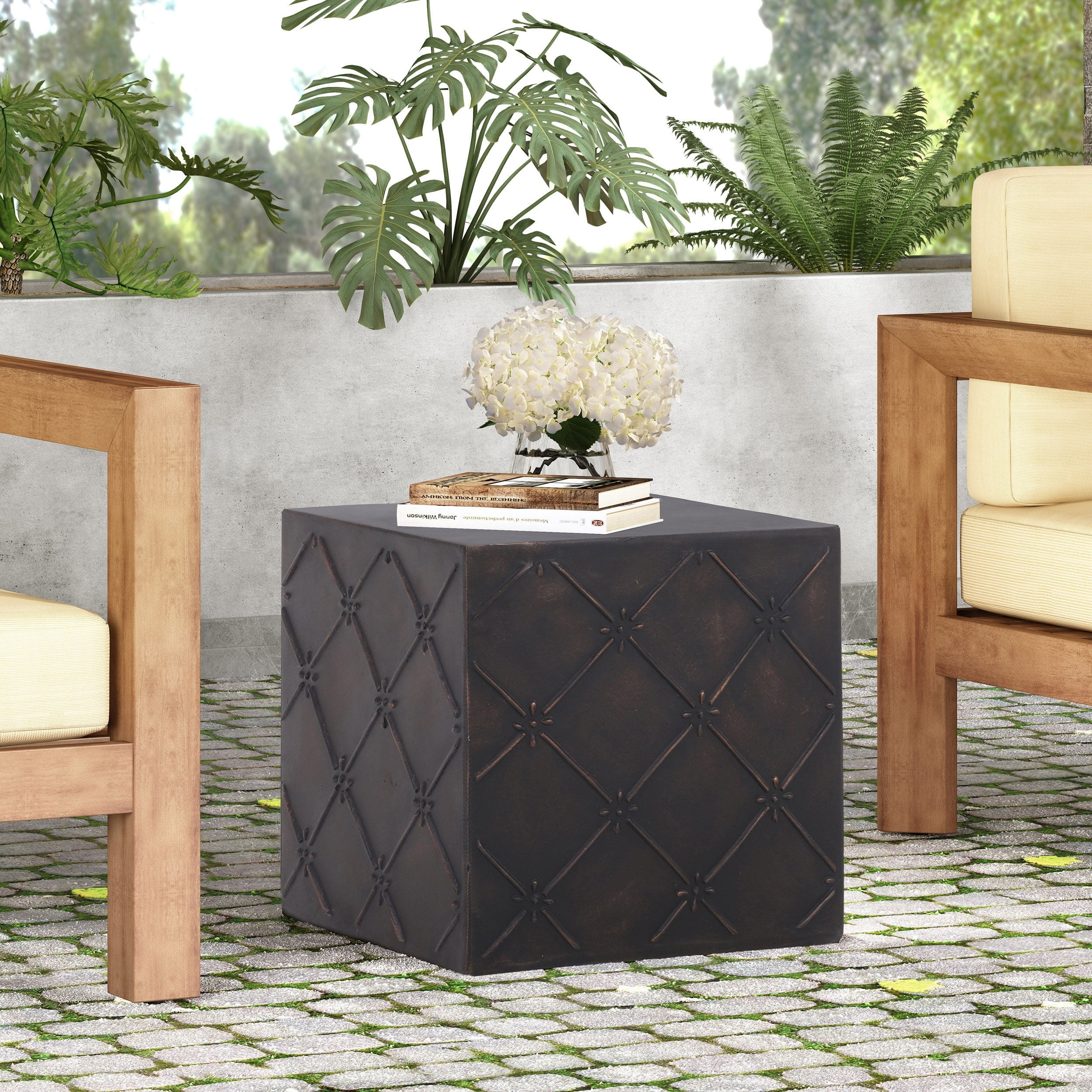Christopher Knight Home Acosta Outdoor Lightweight Concrete Side Table ...