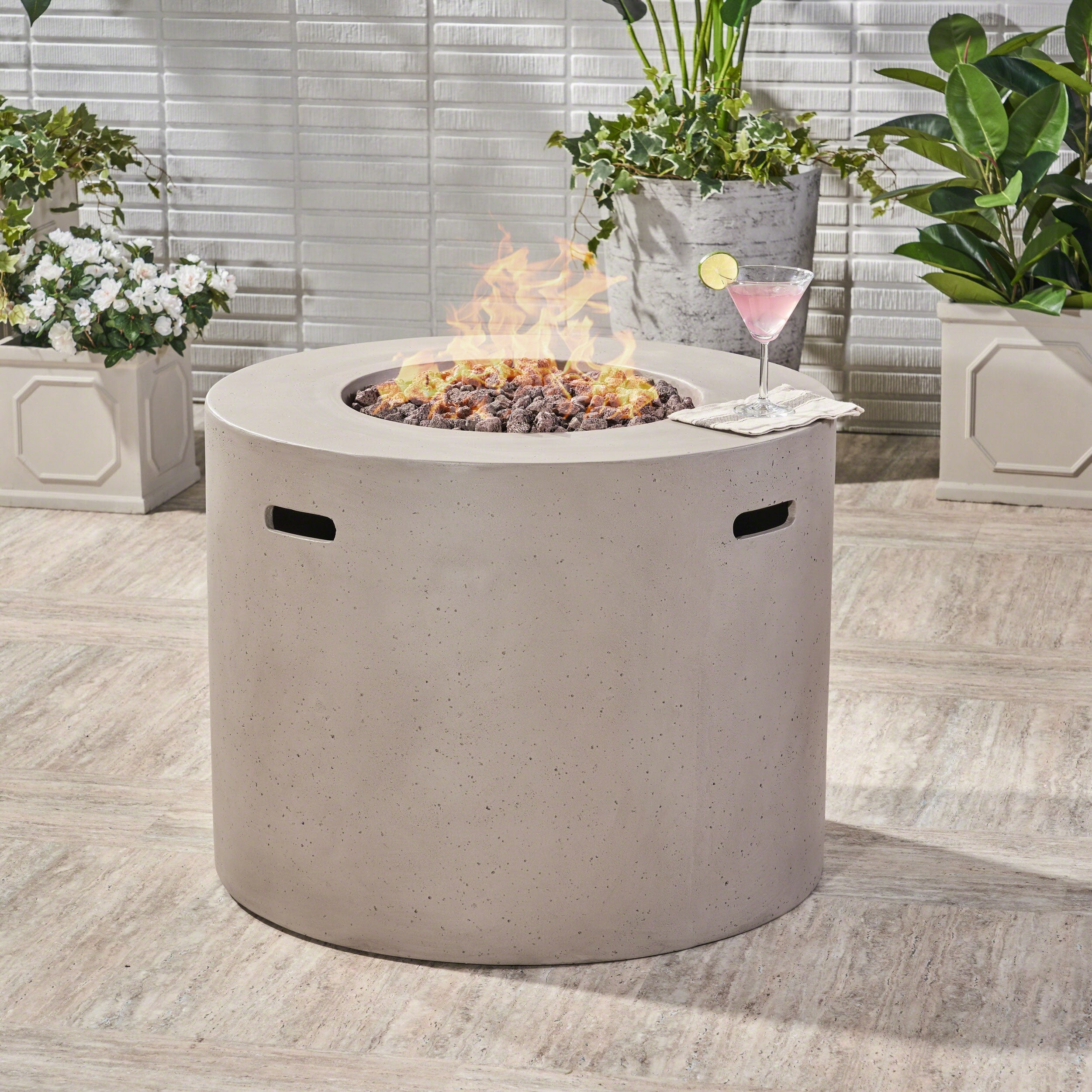 Christopher Knight Home Aidan Outdoor Patio Fire Pit Table, Light Grey ...
