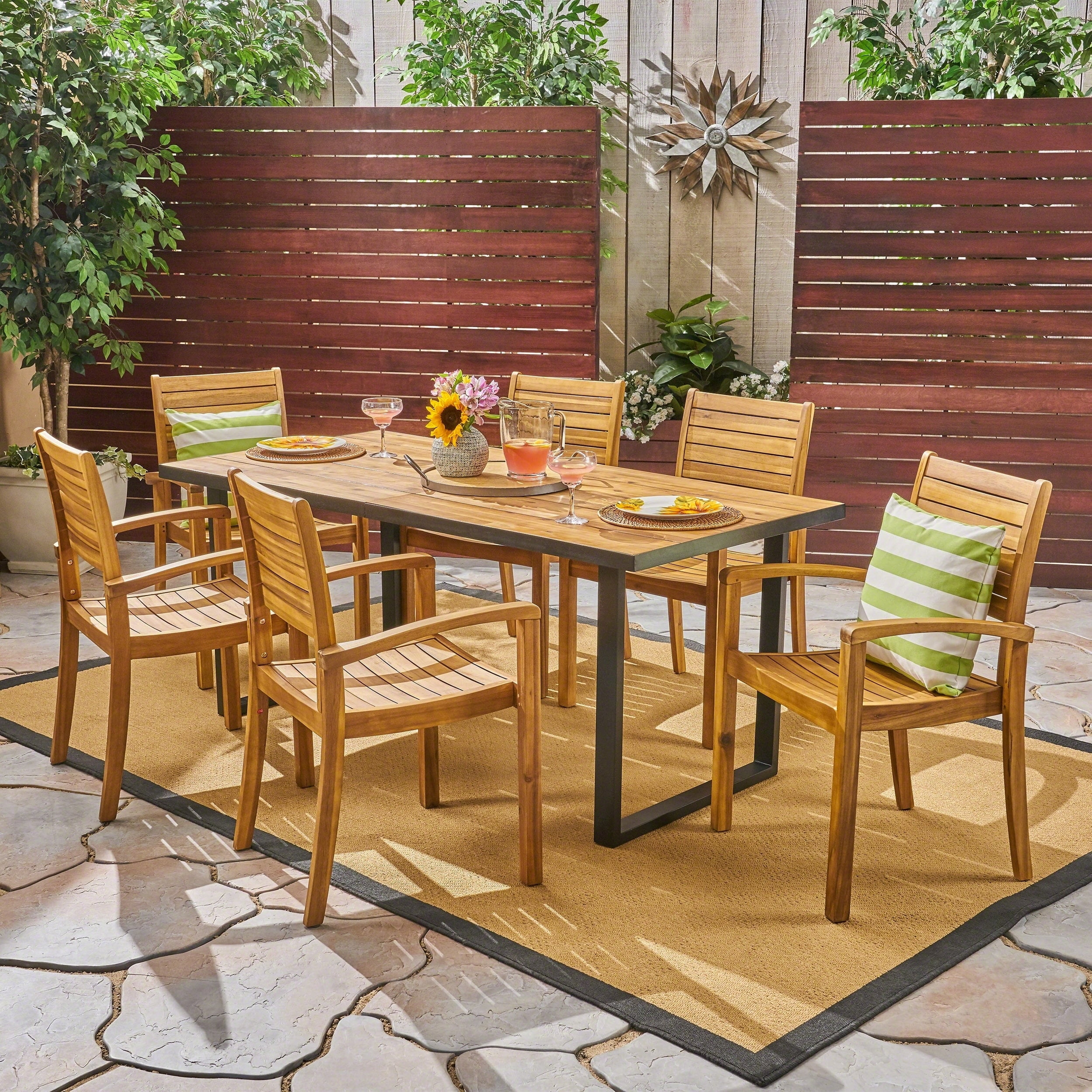 Christopher Knight Home Alderson Outdoor 6-Seater Rectangular Acacia ...