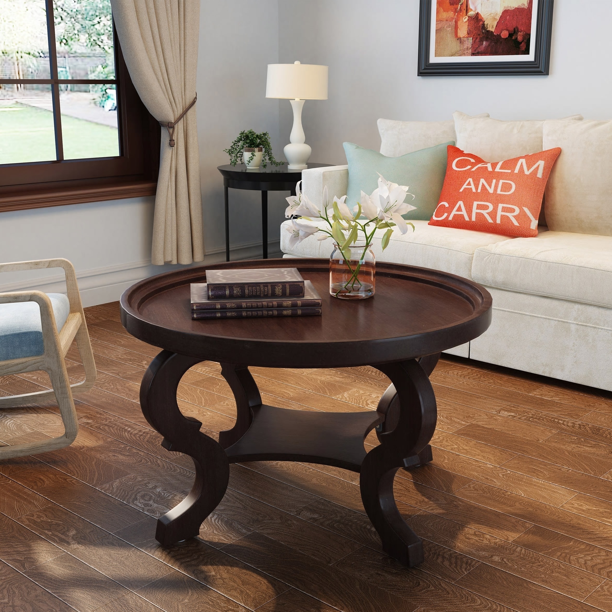 Christopher Knight Home Althea Round Faux Wood Coffee Table by Walnut ...