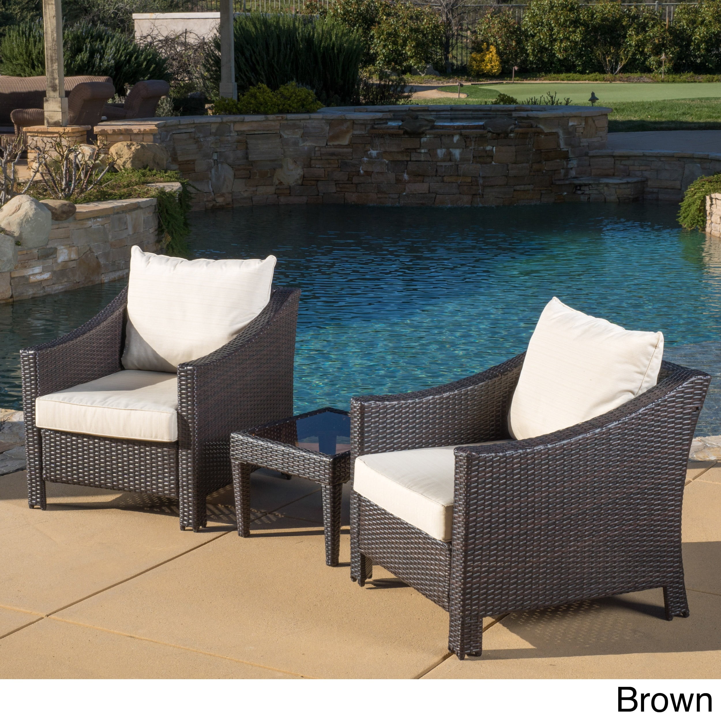 Christopher Knight Home Antibes Outdoor 3-piece Wicker Conversation Set ...