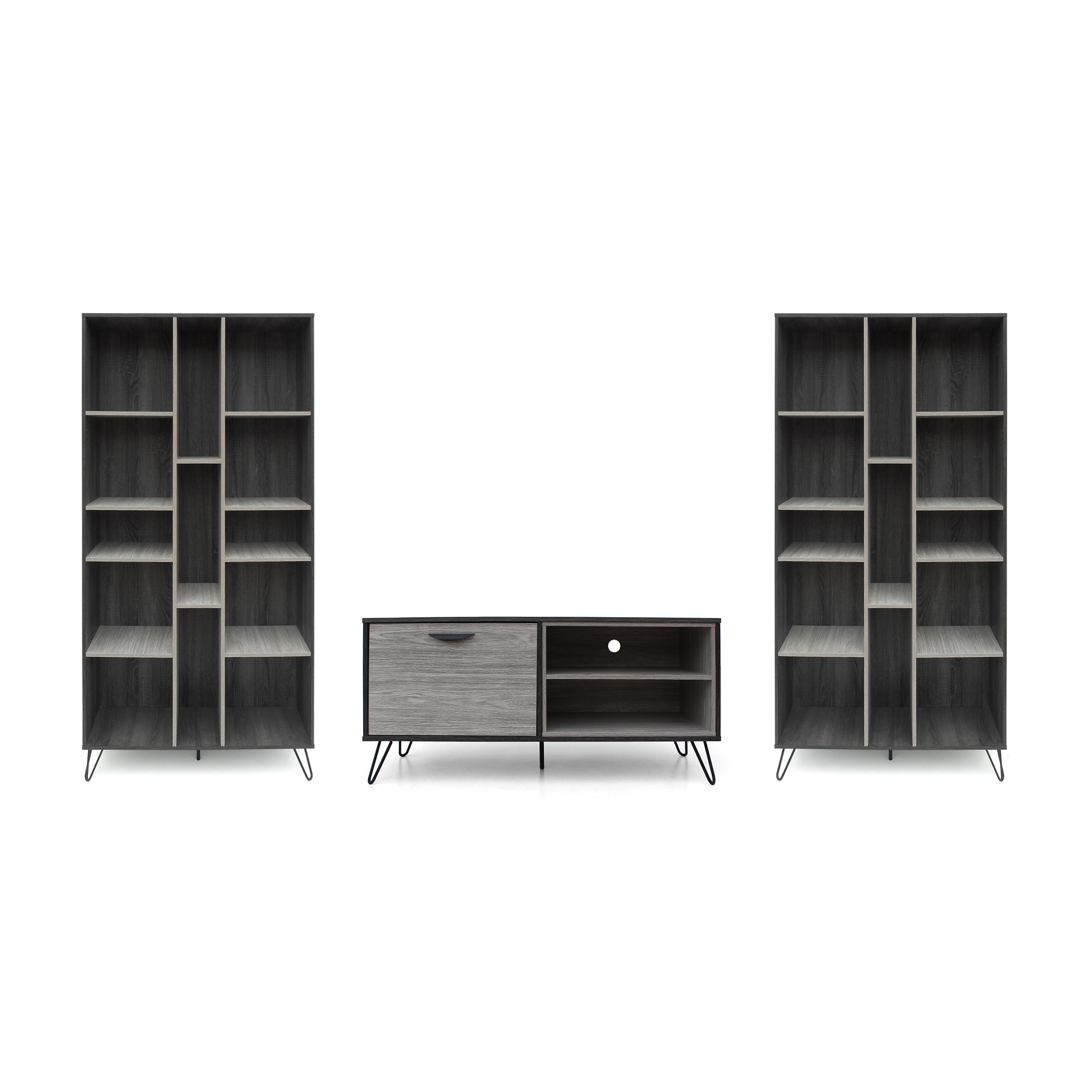 Christopher Knight Home Bijan Mid Century 3 Piece Faux Wood Entertainment Center Set by ...