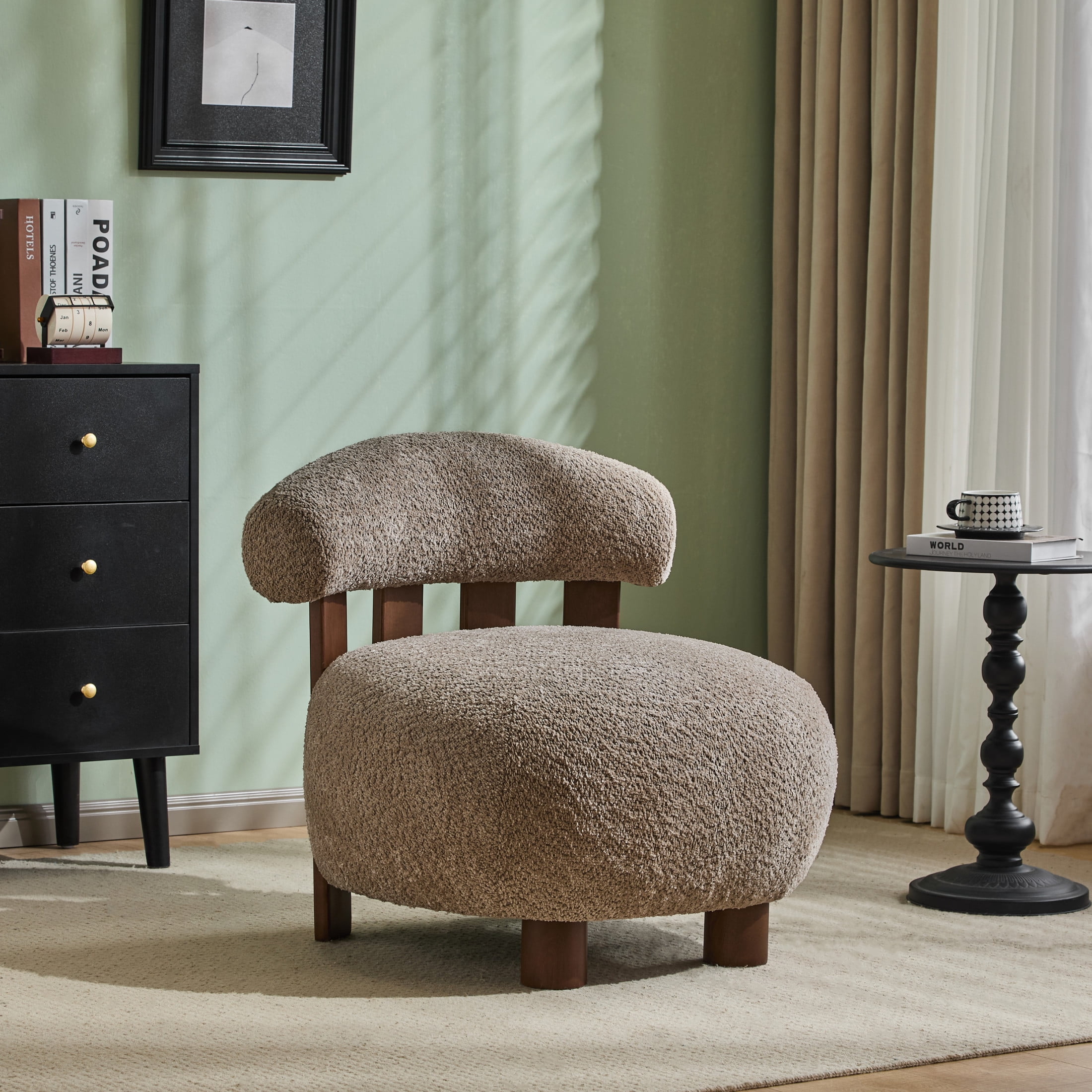 Christopher Knight Home Bohemian Light Brown Accent Chair with Boucle ...