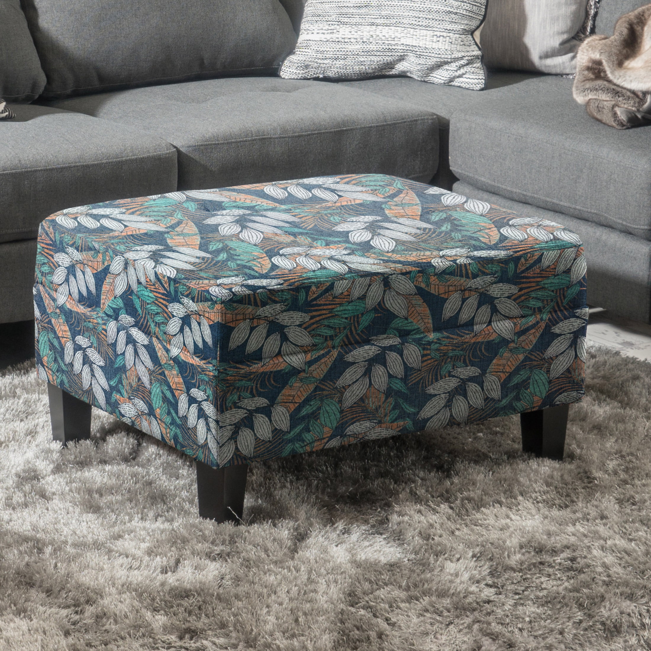 Christopher Knight Home Bohemian Upholstered Storage Ottoman with Solid ...