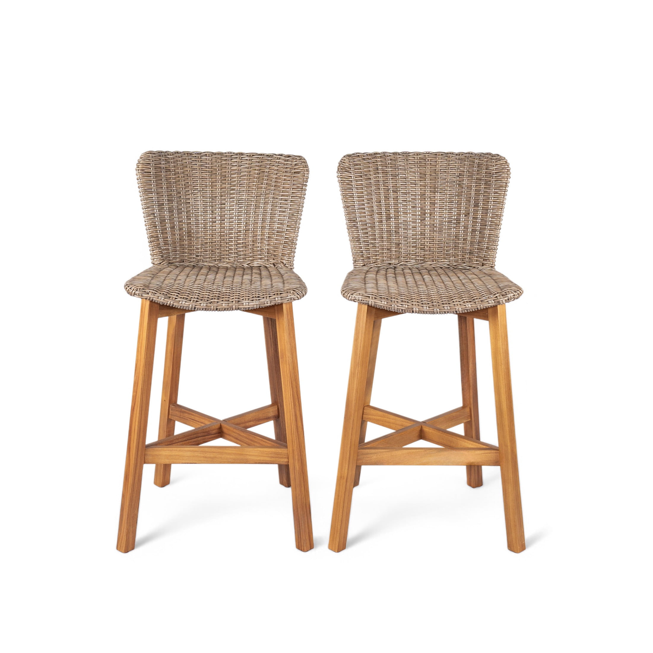 Christopher Knight Home Bohemian Wicker Bar Stools, Woven Rattan with ...