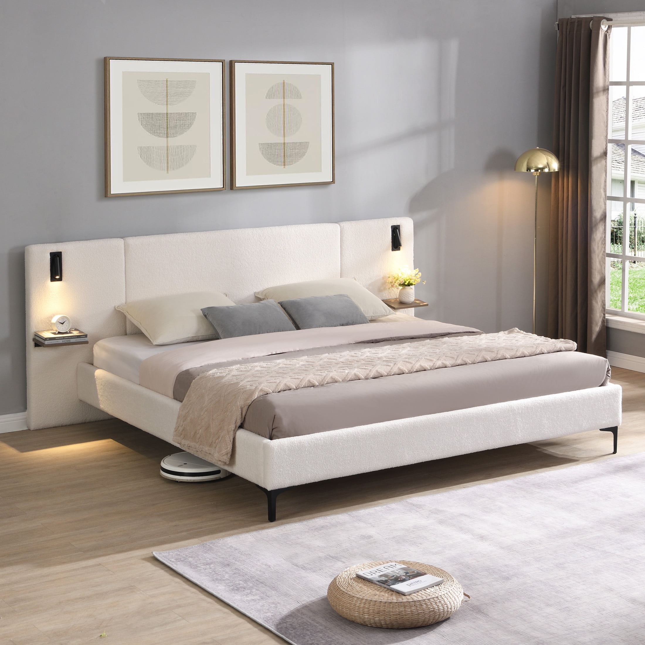 Christopher Knight Home Boucle Upholstered King Platform Bed with ...