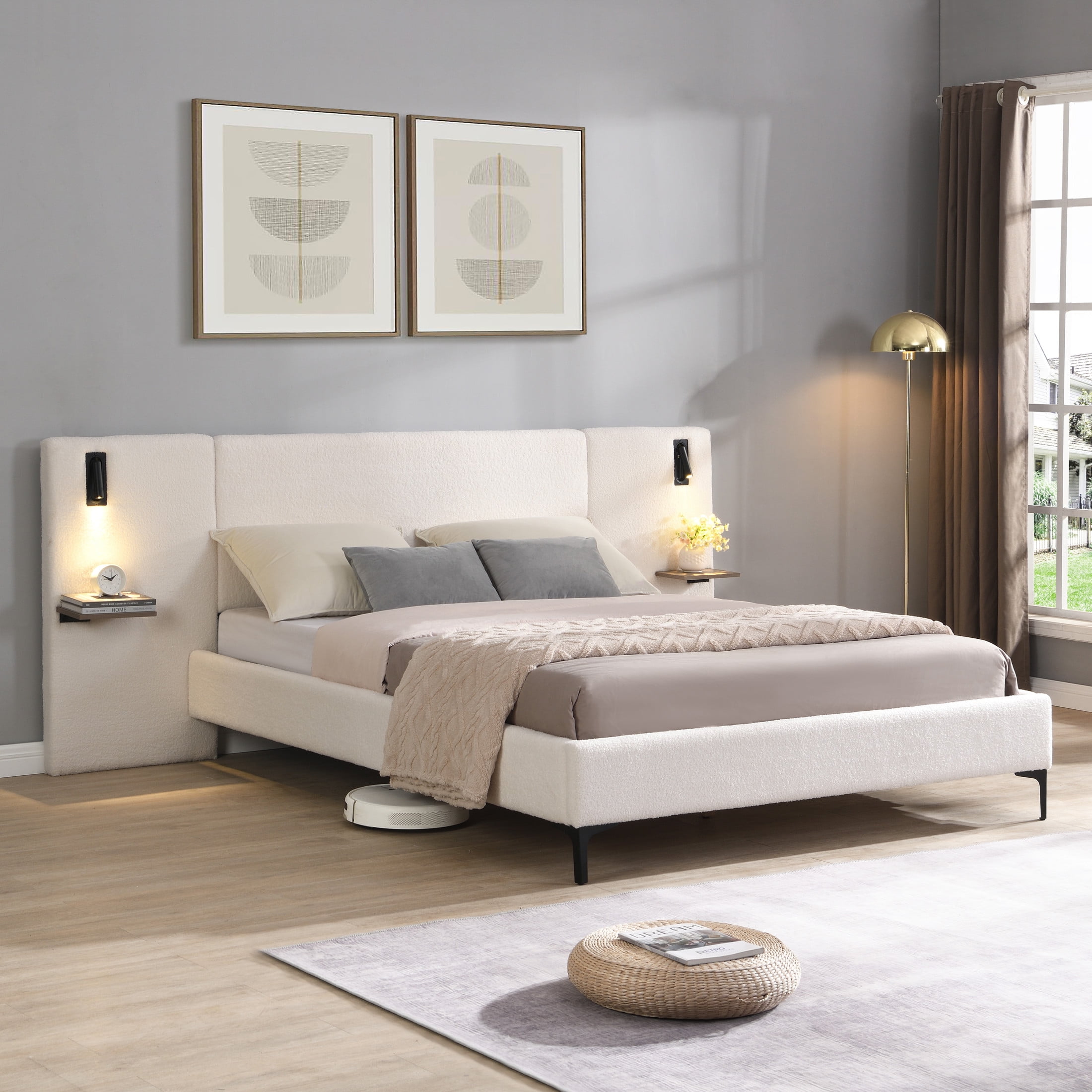 Christopher Knight Home Boucle Upholstered Queen Platform Bed with ...