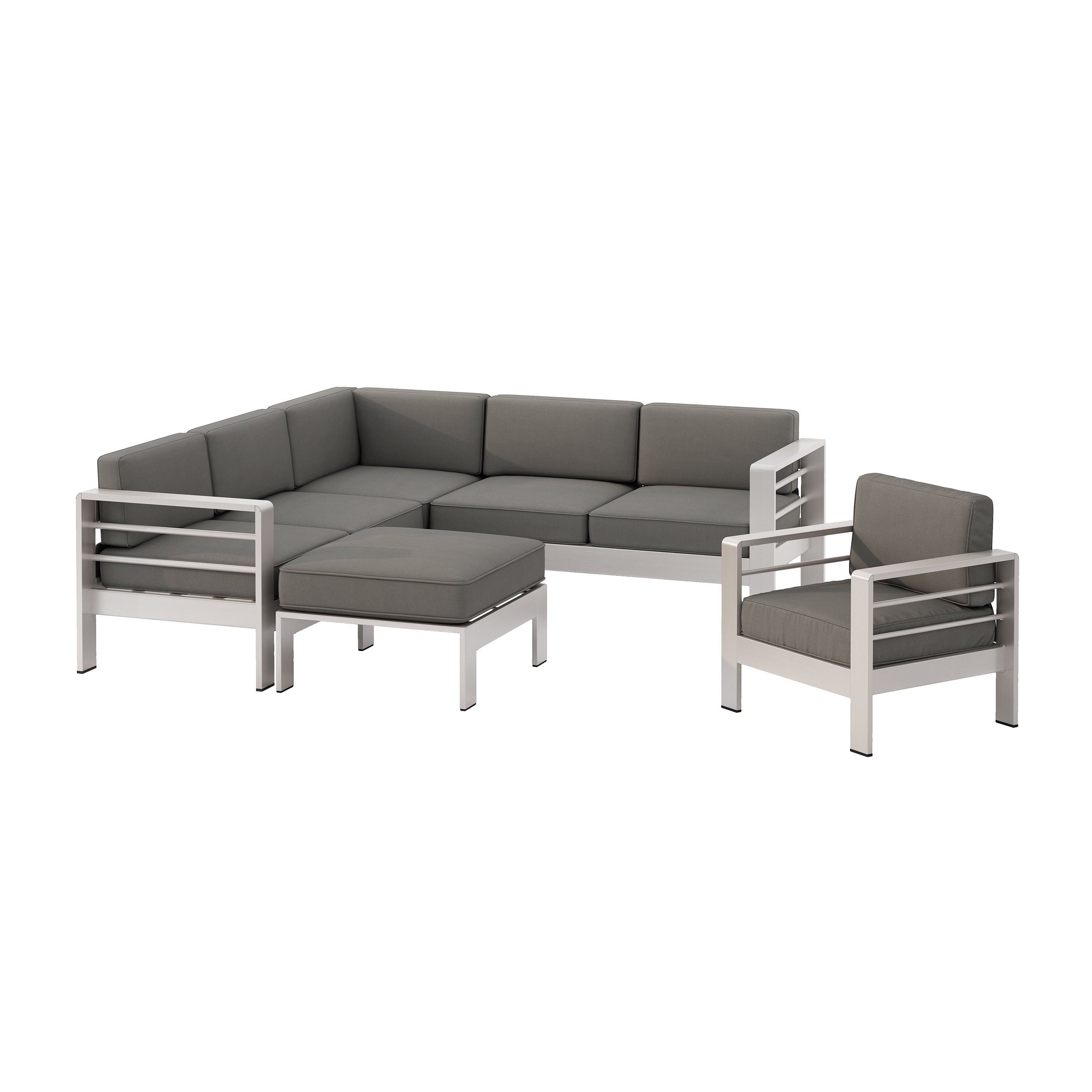 Christopher Knight Home Cape Coral Outdoor 6-Seater V-Shaped Aluminum ...