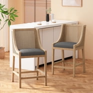 GDF Studio Oneida Furniture: Rustic Fabric Upholstered Wood & Cane ...