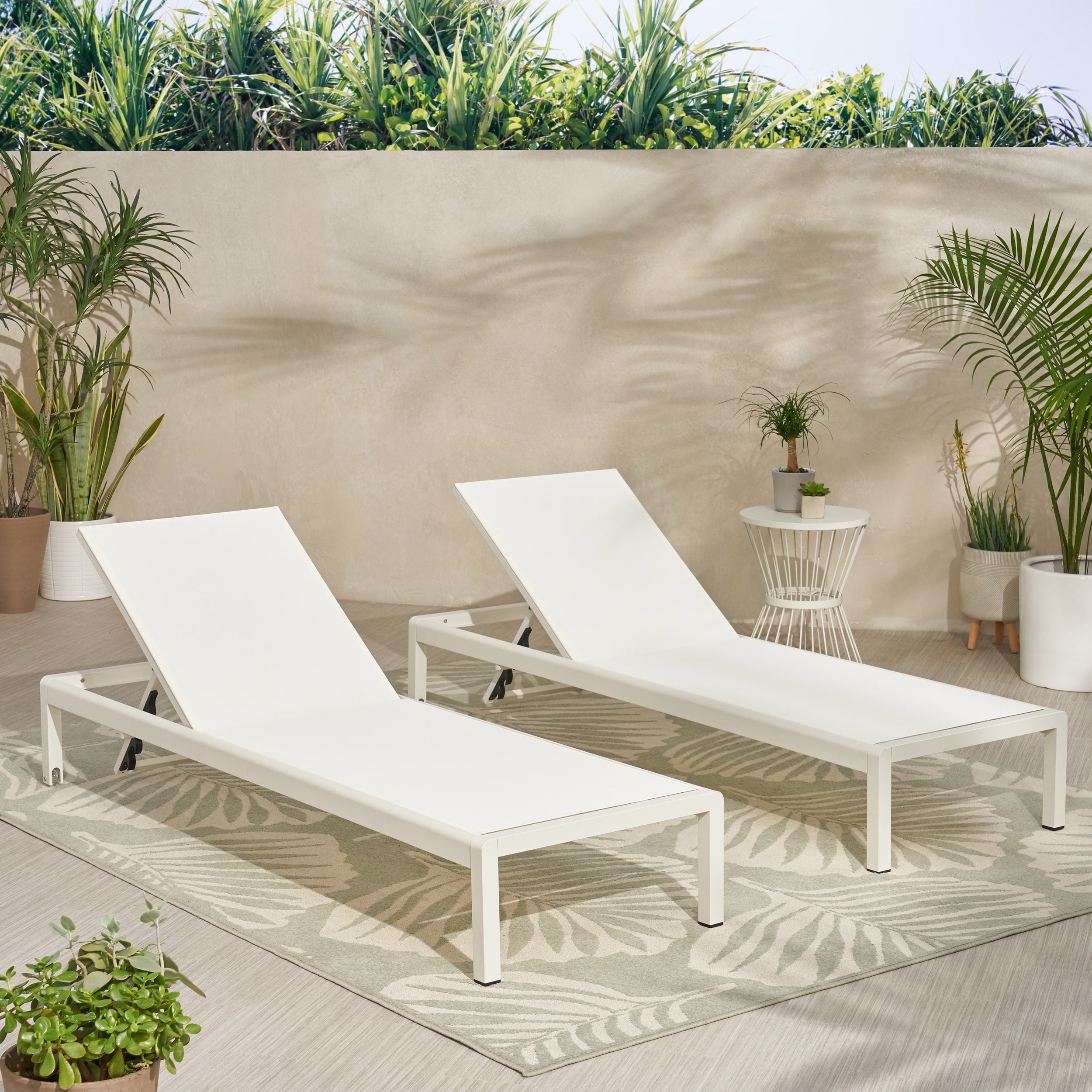 Christopher Knight Home Chaise Lounges Set 2-Pack Outdoor Aluminum Mesh ...