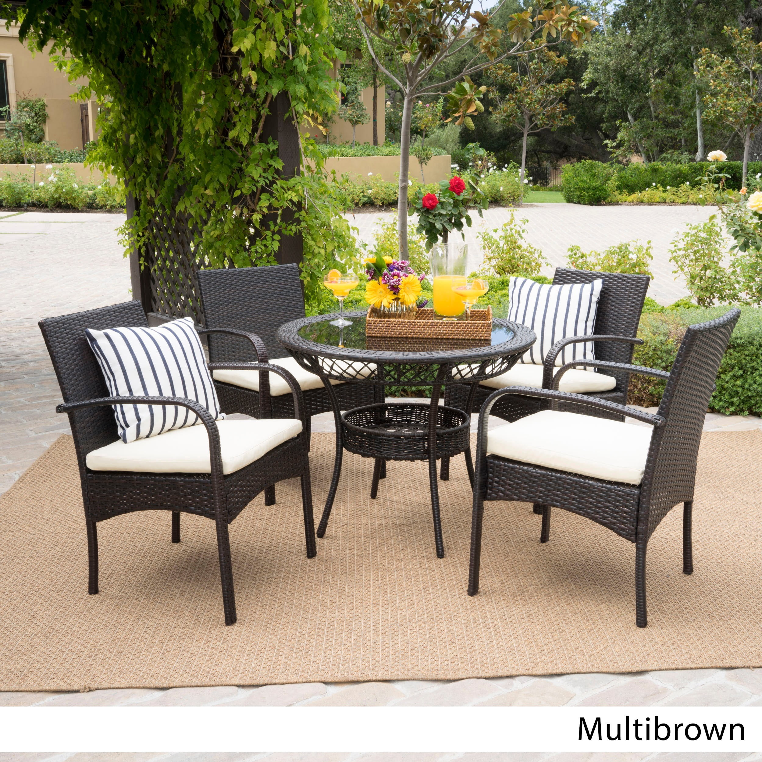 Christopher Knight Home Charles Outdoor 5-piece Wicker Dining Set with ...
