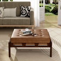 Christopher Knight Home Modern 34" Round PU Leather Ottoman with Solid ...