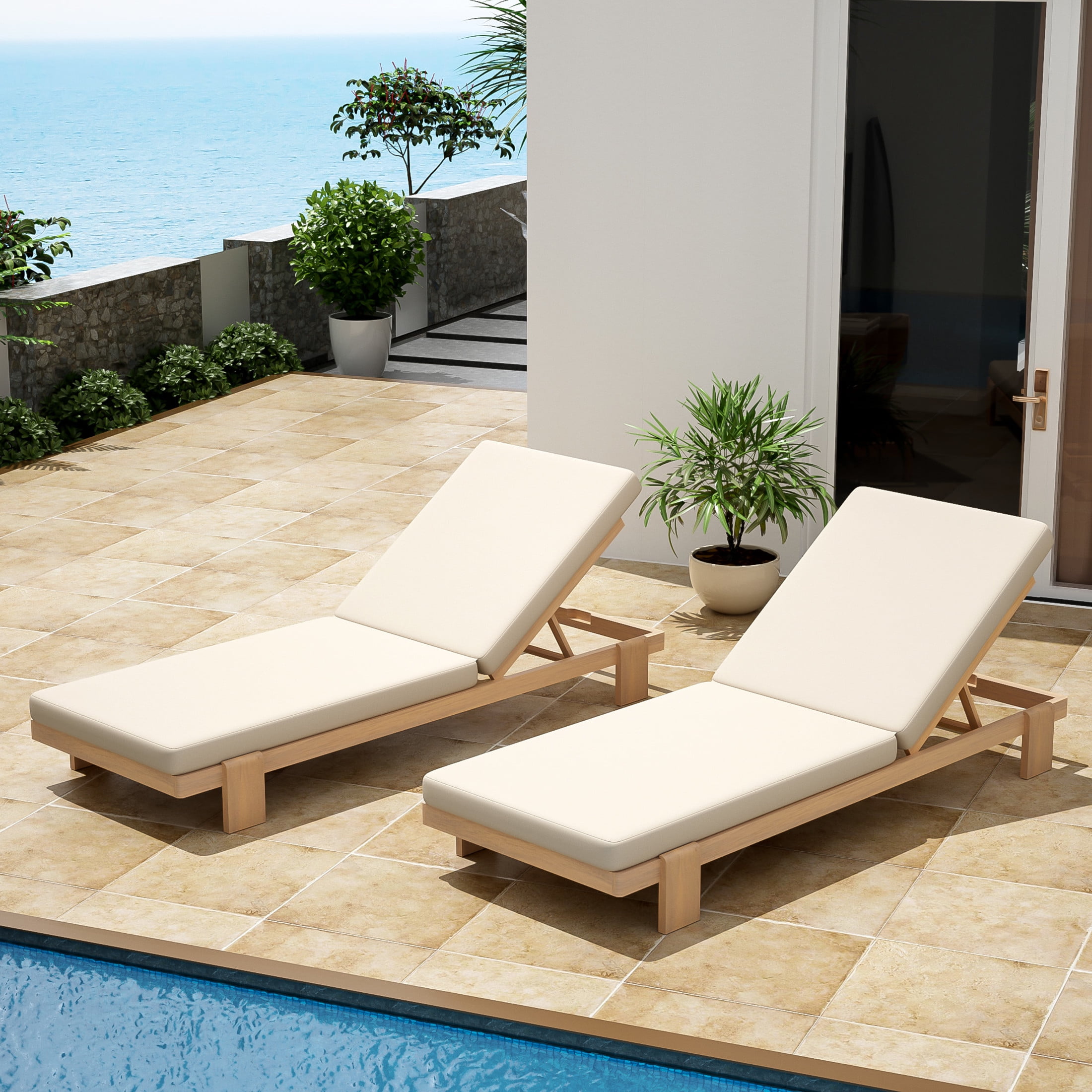 Christopher Knight Home Coastal Outdoor Chaise Lounges with Cushions ...