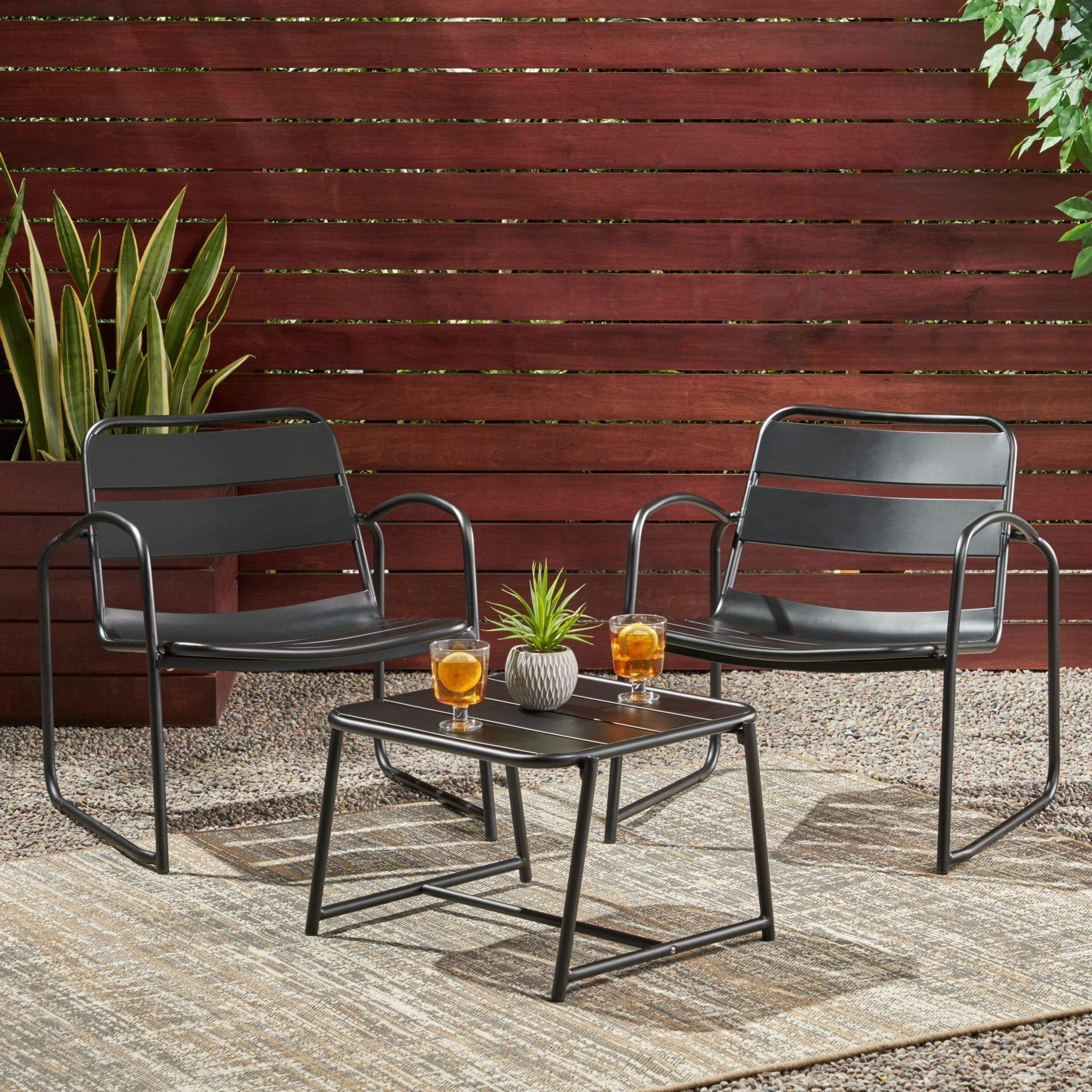 Christopher Knight Home Cowan Outdoor Modern 2 Seater Chat Set by Matte ...