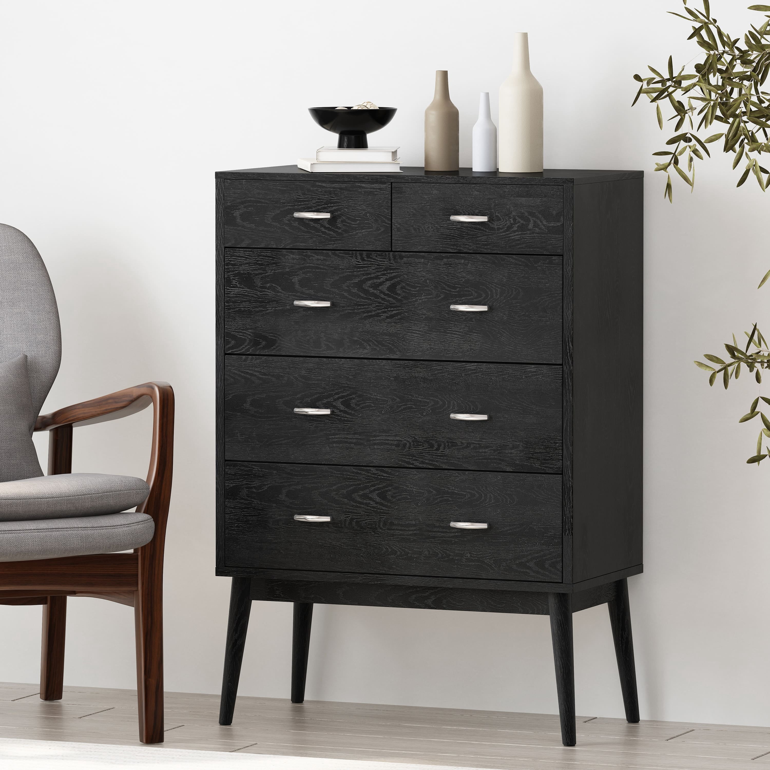 Christopher Knight Home Curtisian 5 Drawer Dresser by Black - Walmart.com